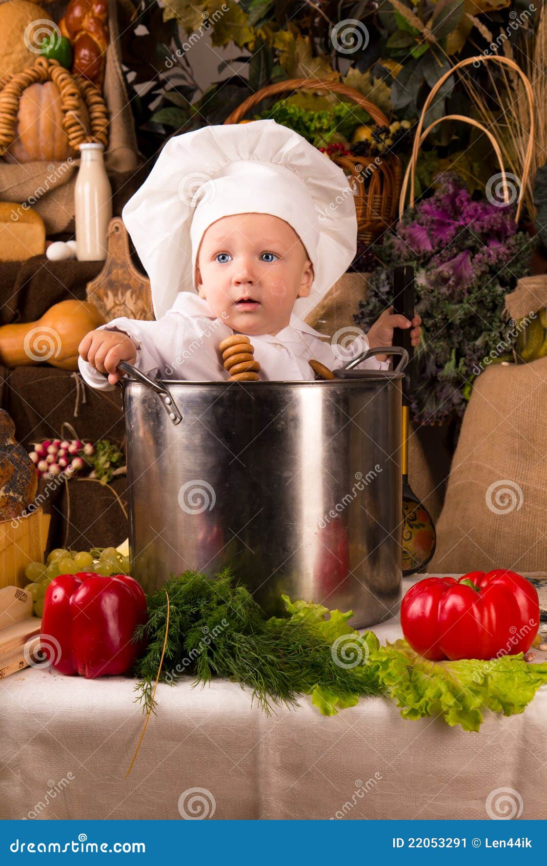 Baby Wearing a Chef Hat Inside a Cooking Stock Pot Stock Image - Image ...