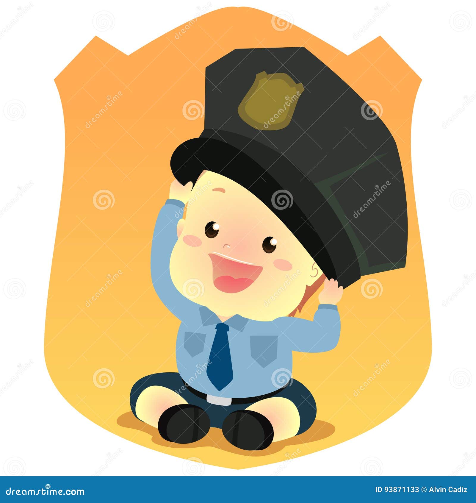 Baby Wearing a Police Uniform Stock Vector - Illustration of badge ...