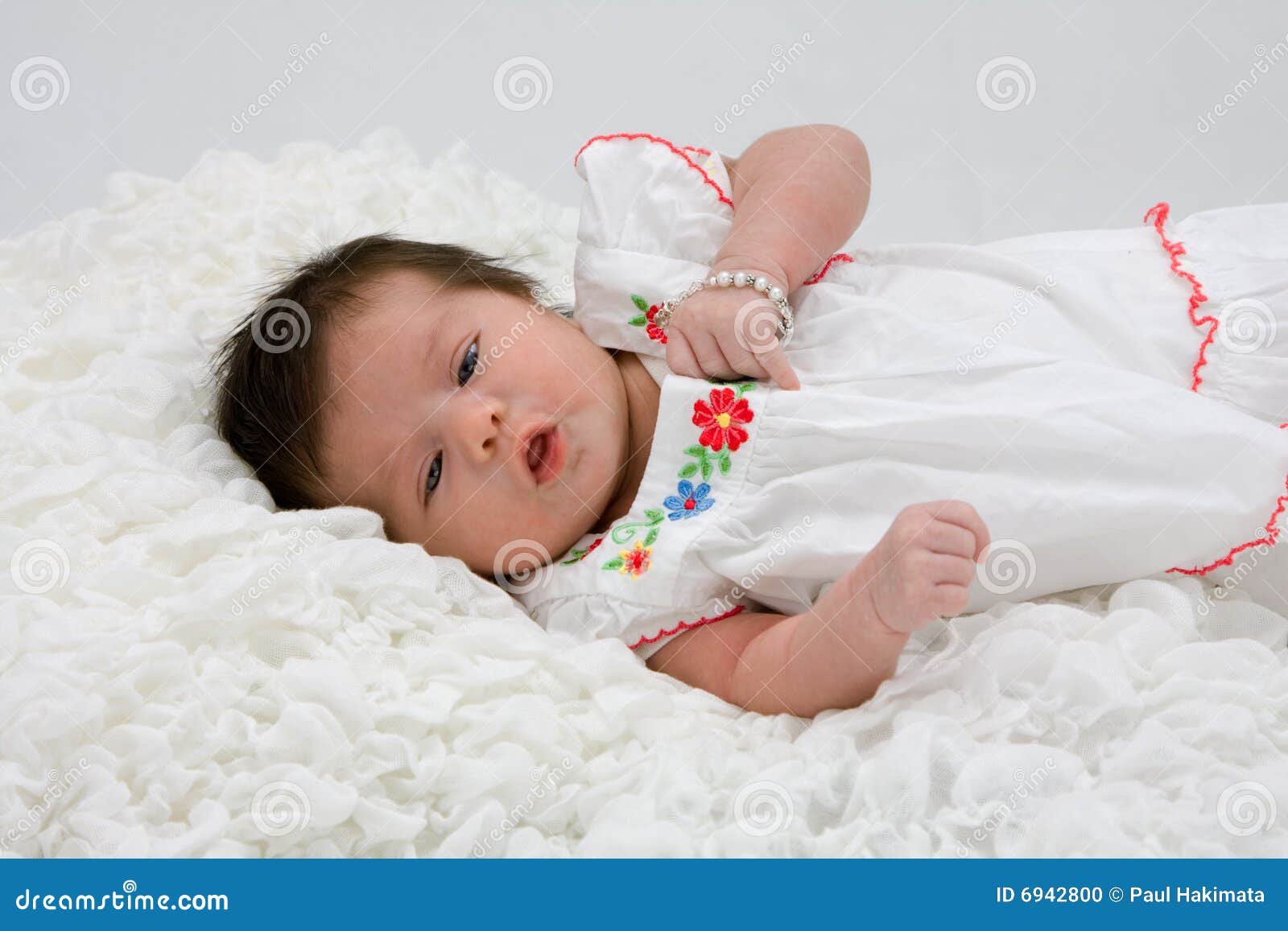 Baby on white stock photo. Image of girl, white, lays - 6942800