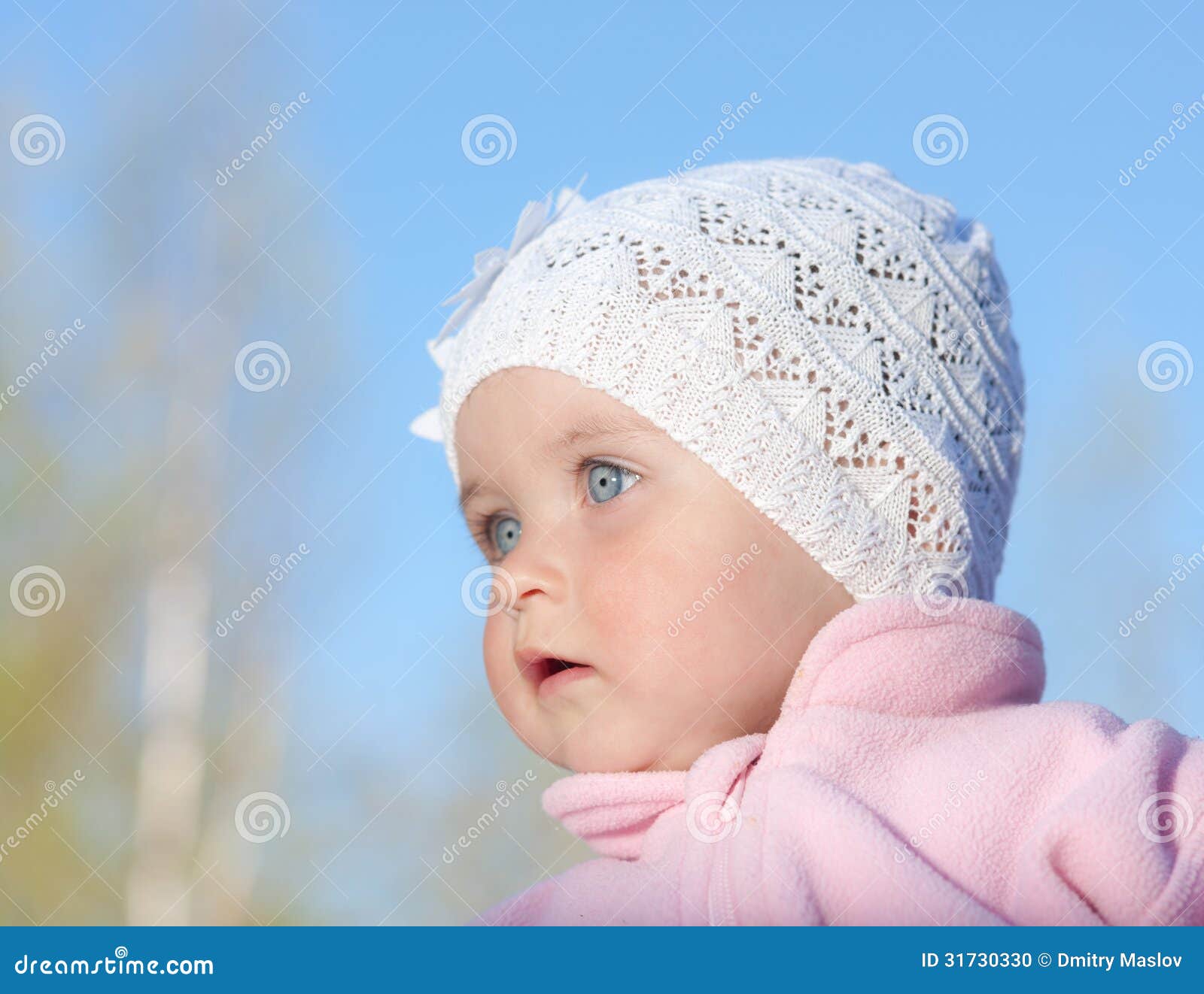 Baby in a white cap stock photo. Image of daughter, little - 31730330