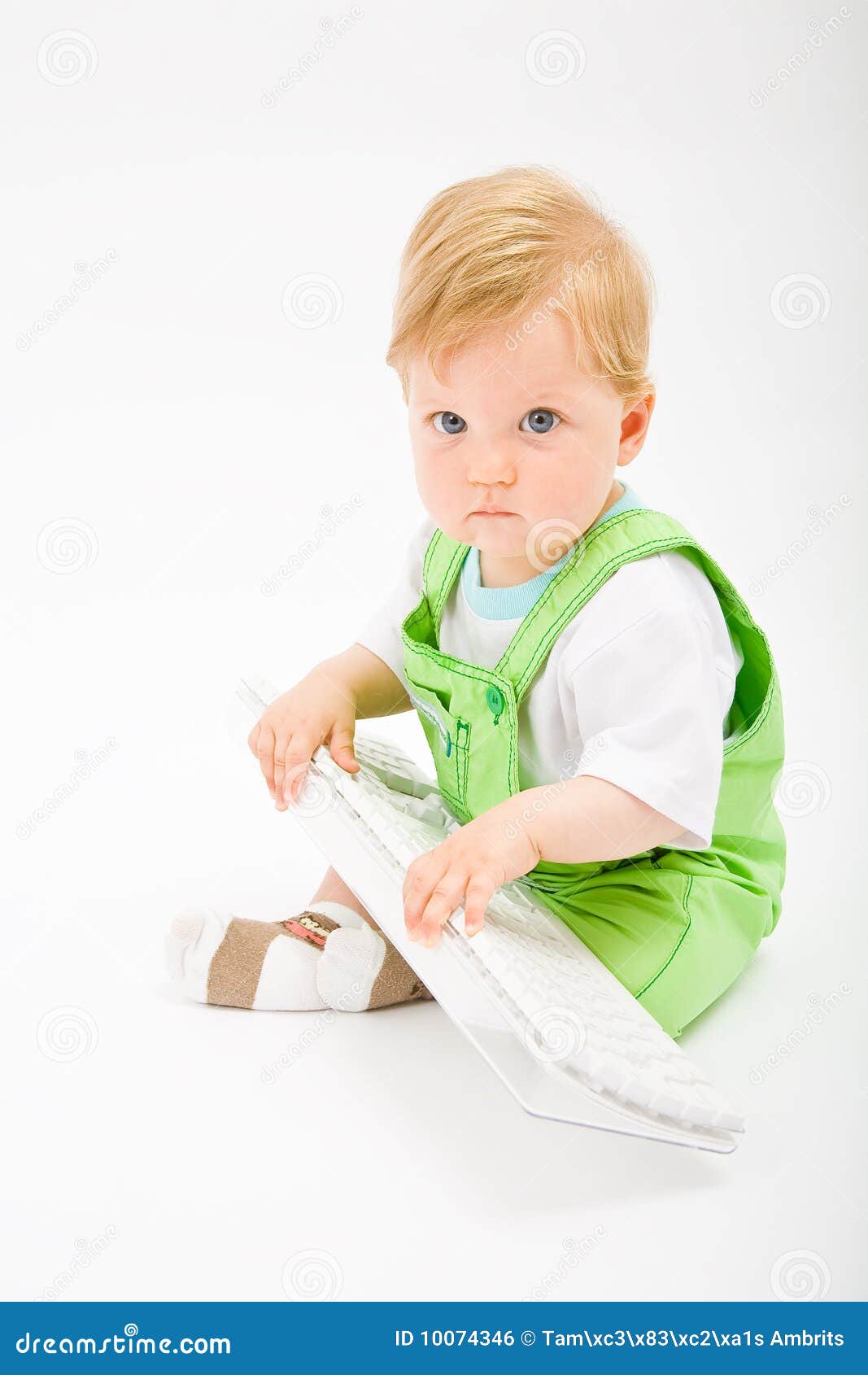 Baby with white keyboard stock photo. Image of felicity - 10074346