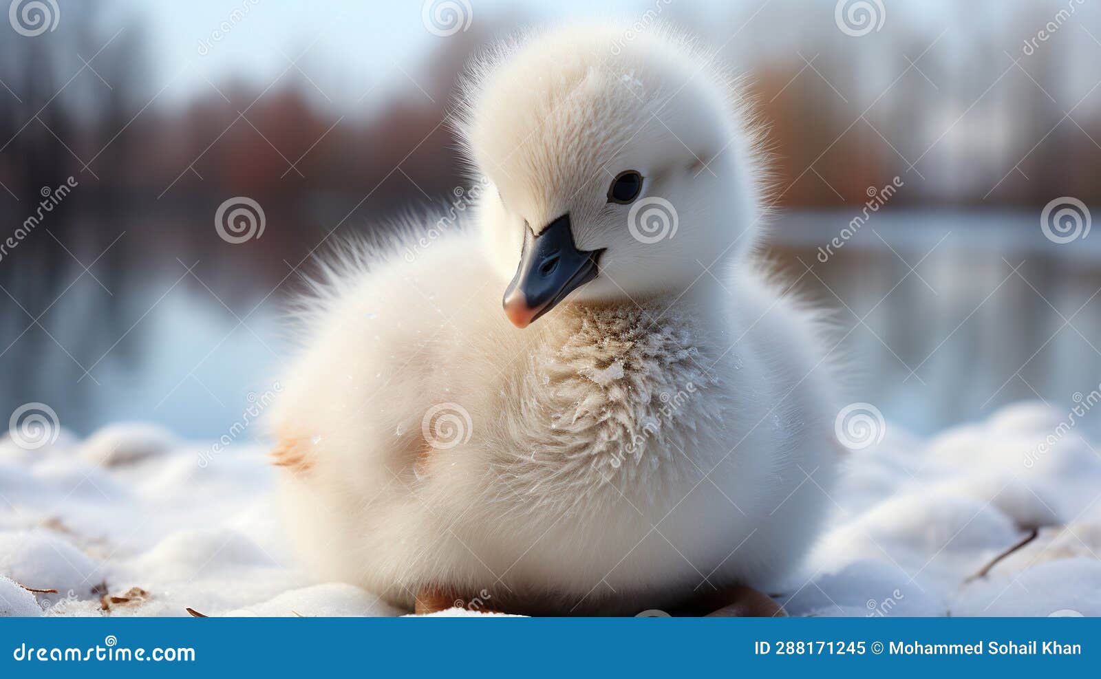 A Baby White Swan is Sitting on a White Surface AI Generative Stock ...