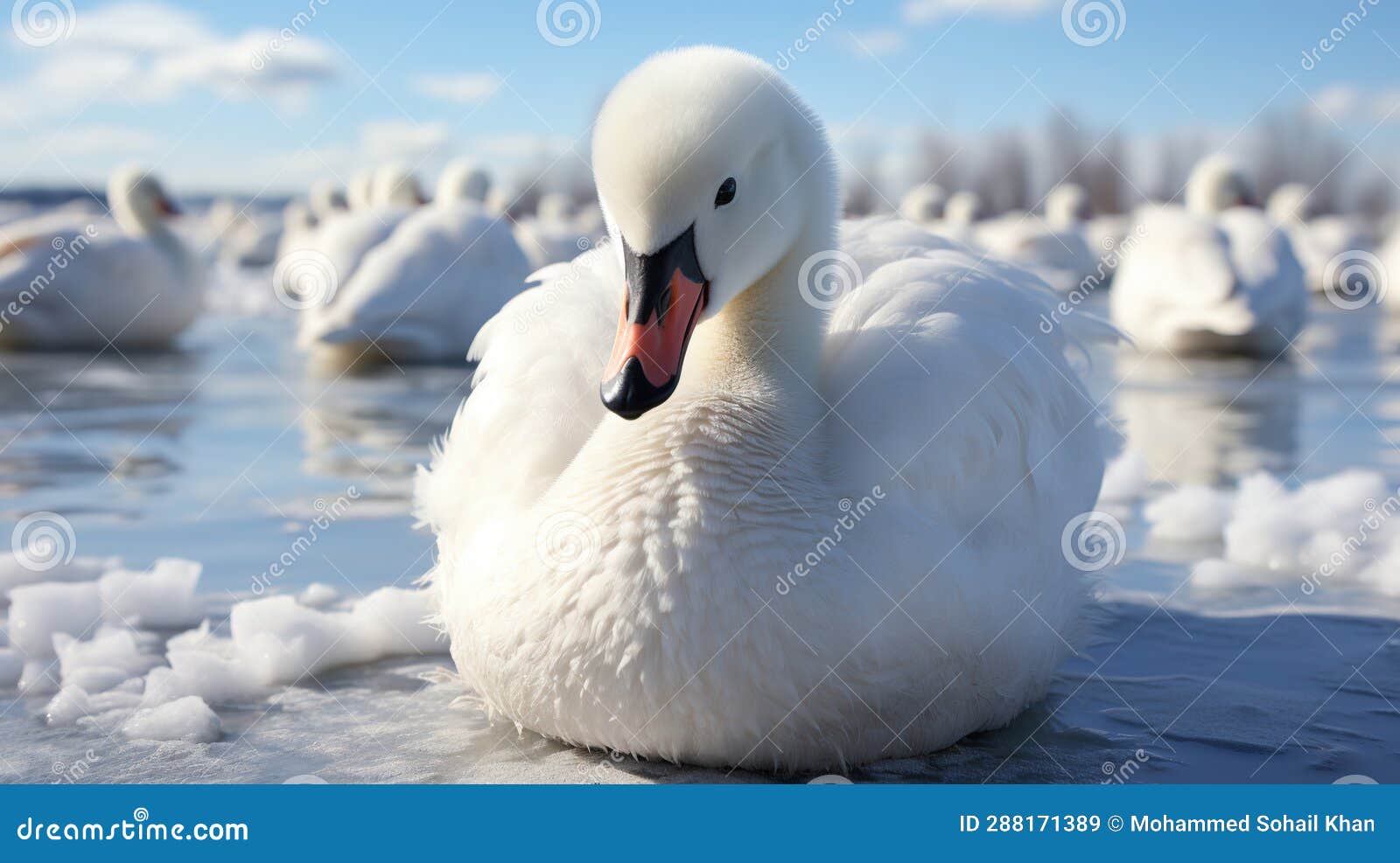 A Baby White Swan is Sitting on a White Surface AI Generative Stock ...