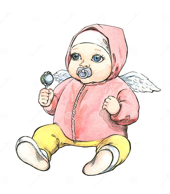 Baby with wings stock illustration. Illustration of hood - 5024064