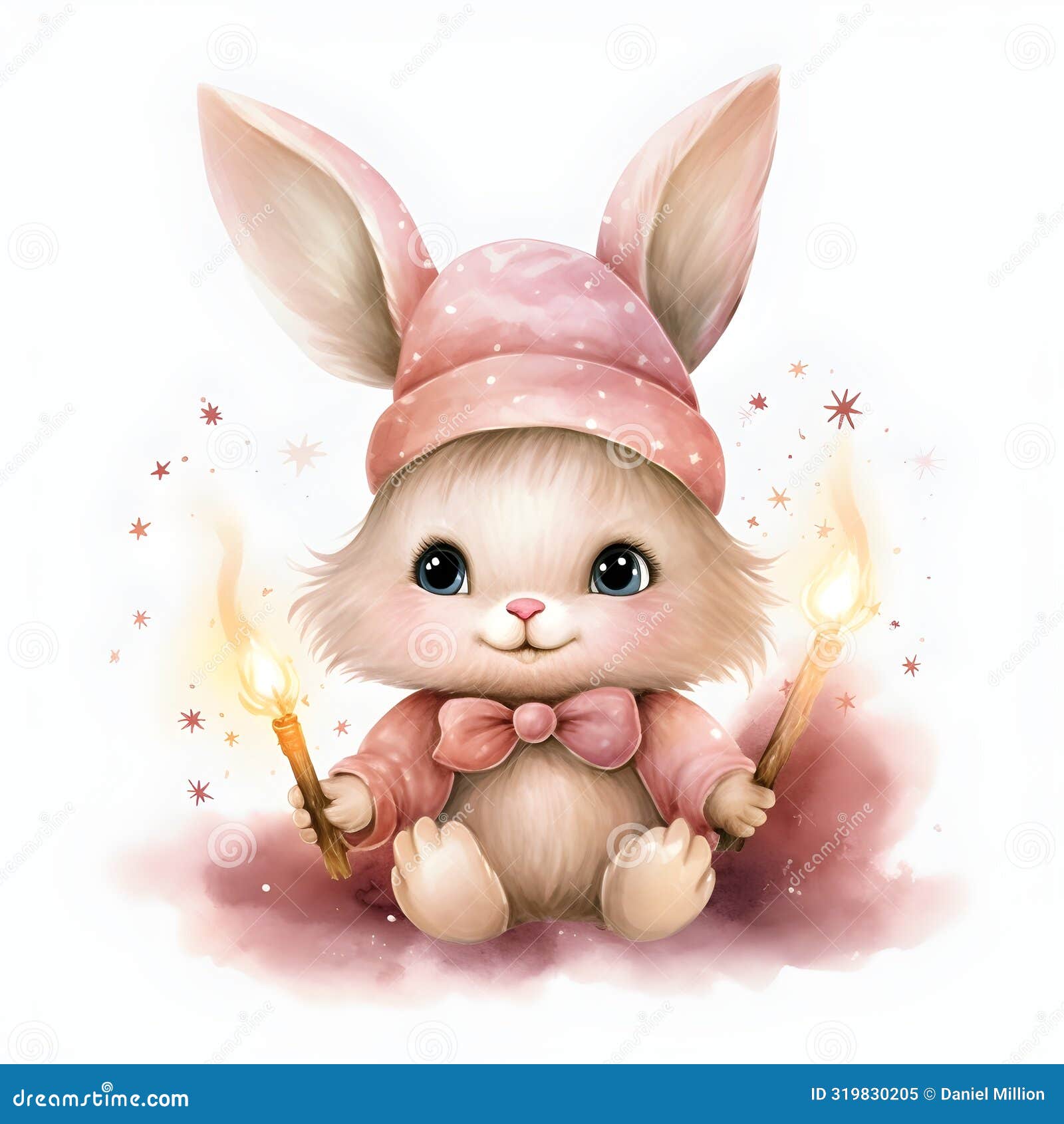 Baby Wizard Cute Bunny Cute Bunny Watercolor Stock Illustration ...
