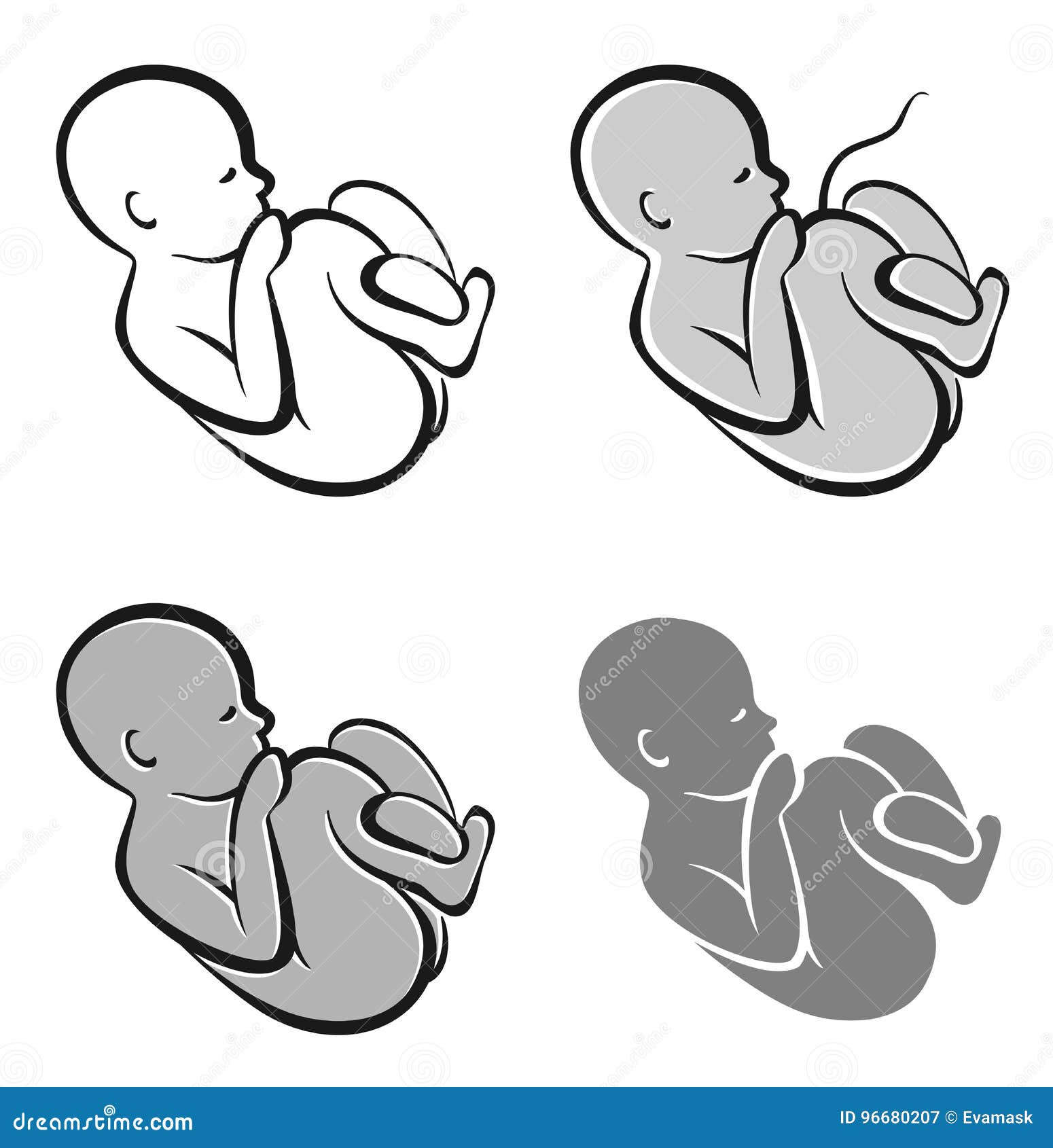 Baby in the womb stock vector. Illustration of umbilical - 96680207