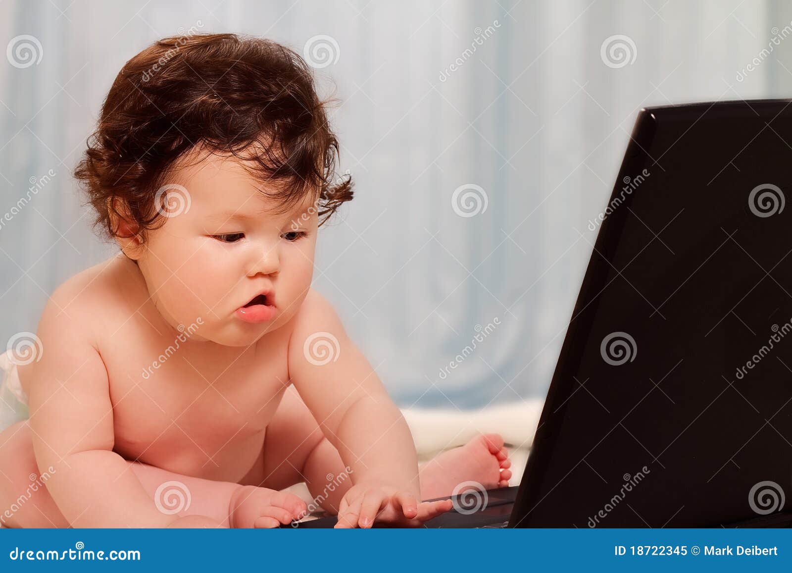 Baby Working on a Computer stock image. Image of technology - 18722345