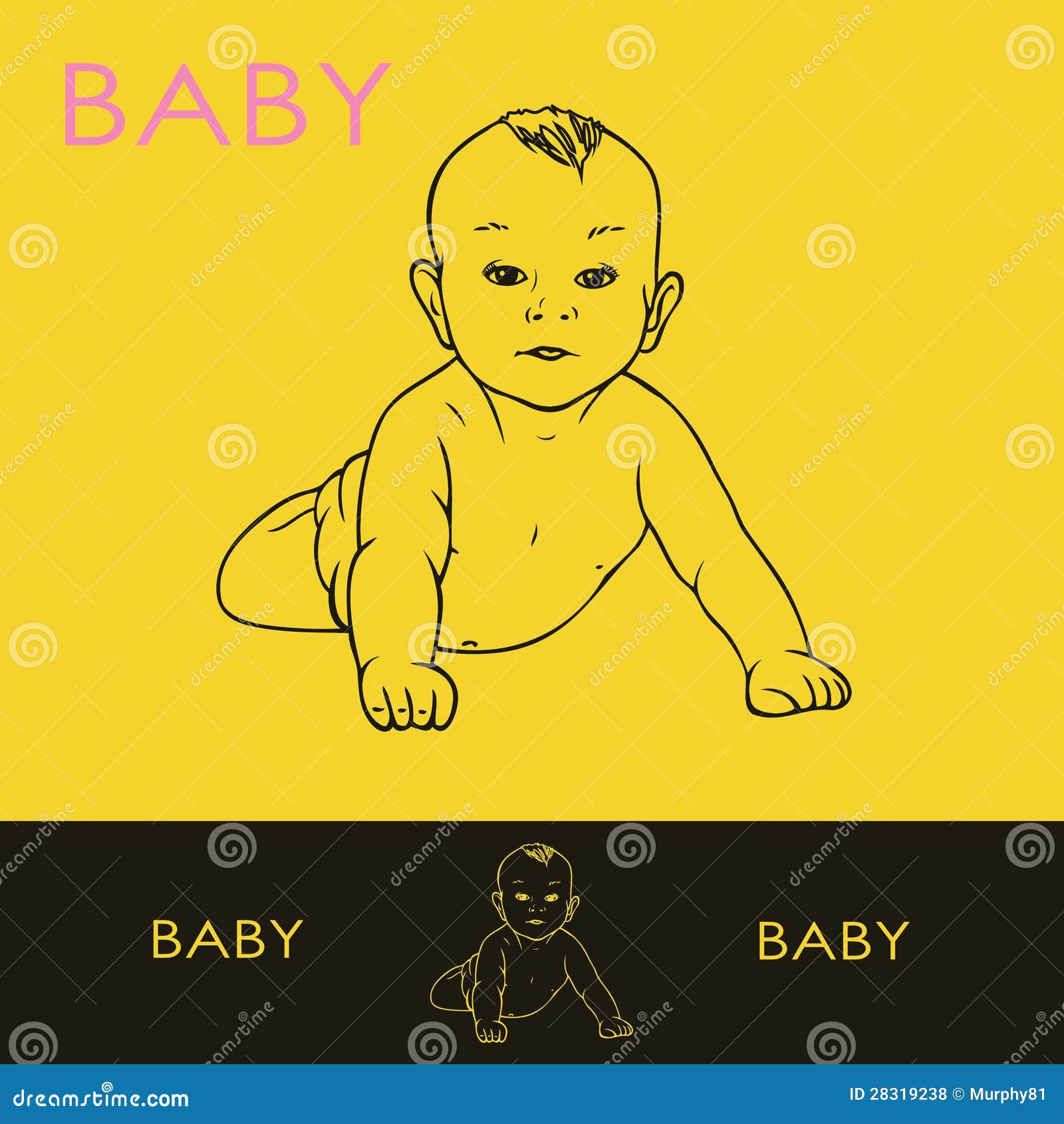 Baby on yellow stock vector. Illustration of playful - 28319238