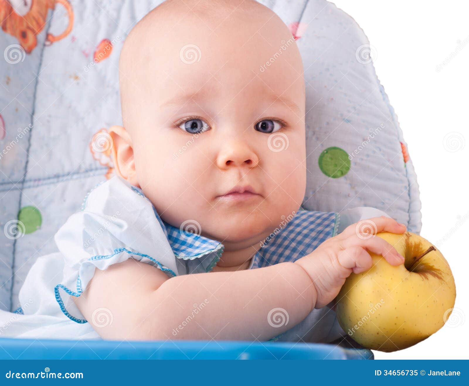 Baby with yellow apple stock image. Image of daughter - 34656735