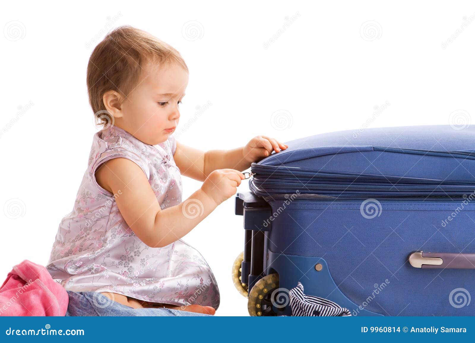 Baby zipping suitcase stock photo. Image of cord, tourist - 9960814