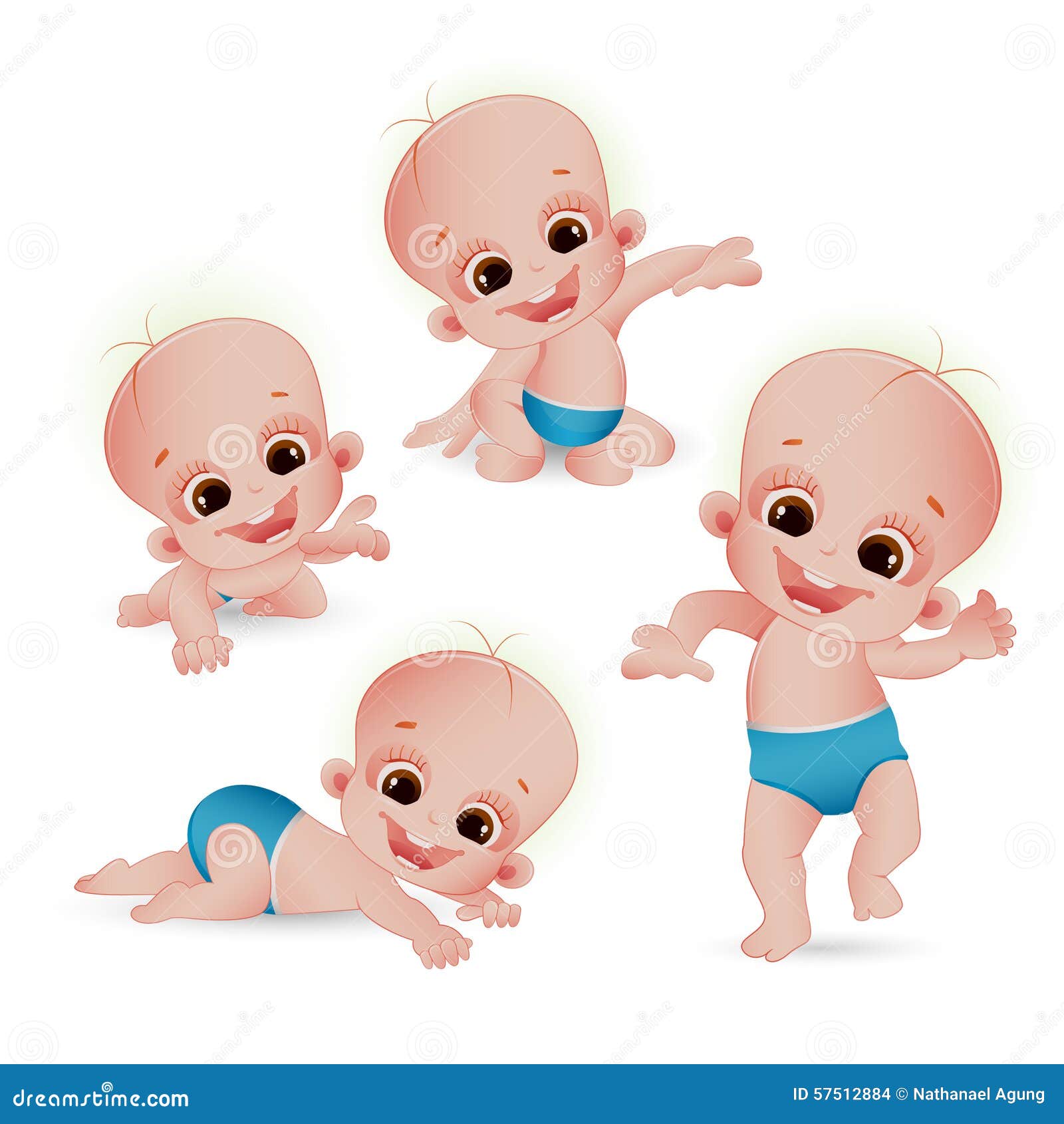 Babykleinkind Eingestellt Mit Babys in Den Windeln Vektor Abbildung ...