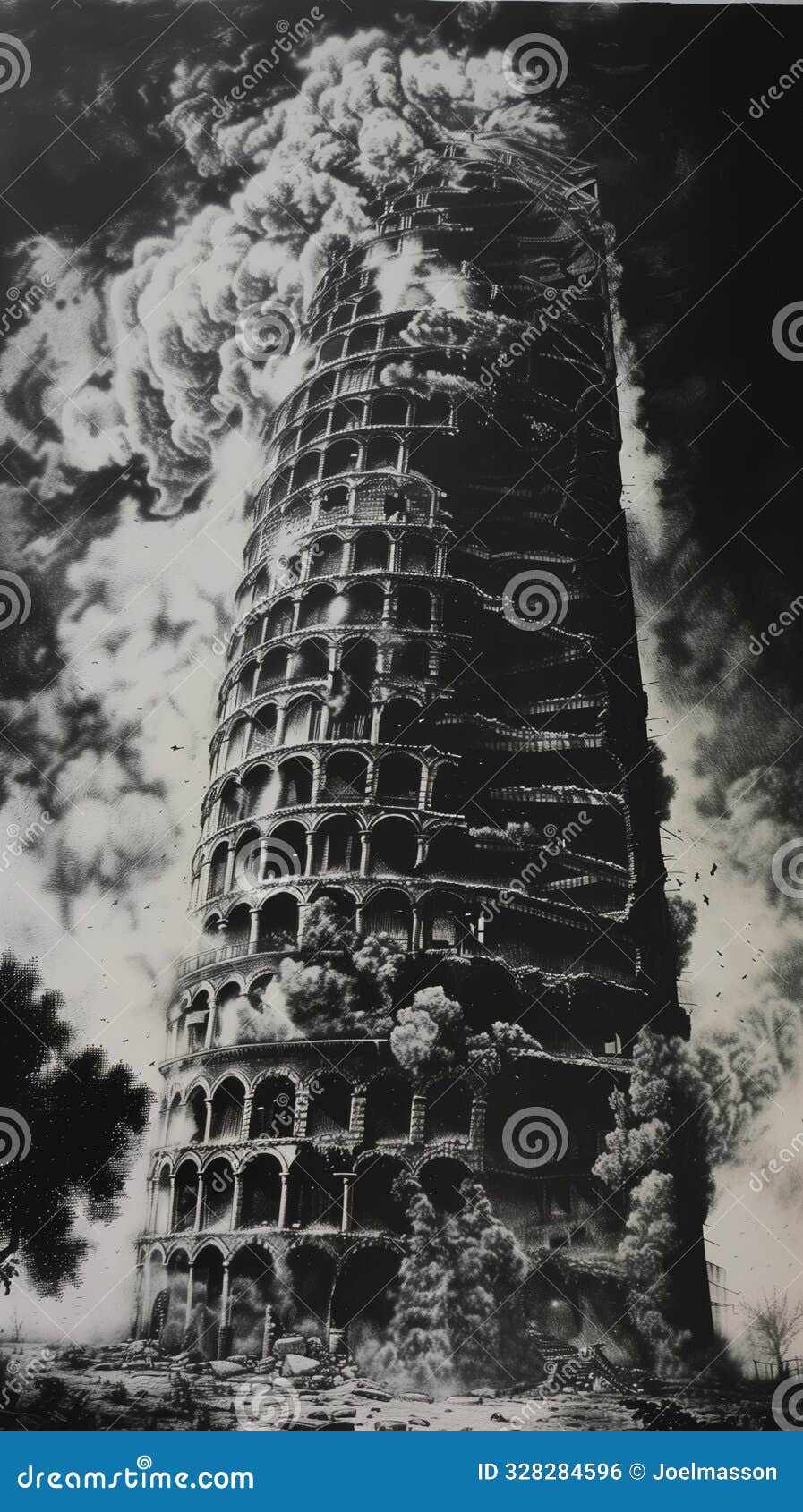 The Babylon Tower Of Babel Artistic Depiction From The Bible Stock ...