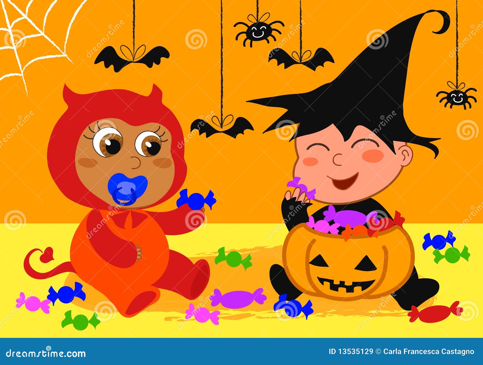 Babys in Halloween vector illustratie. Illustration of duivel - 13535129