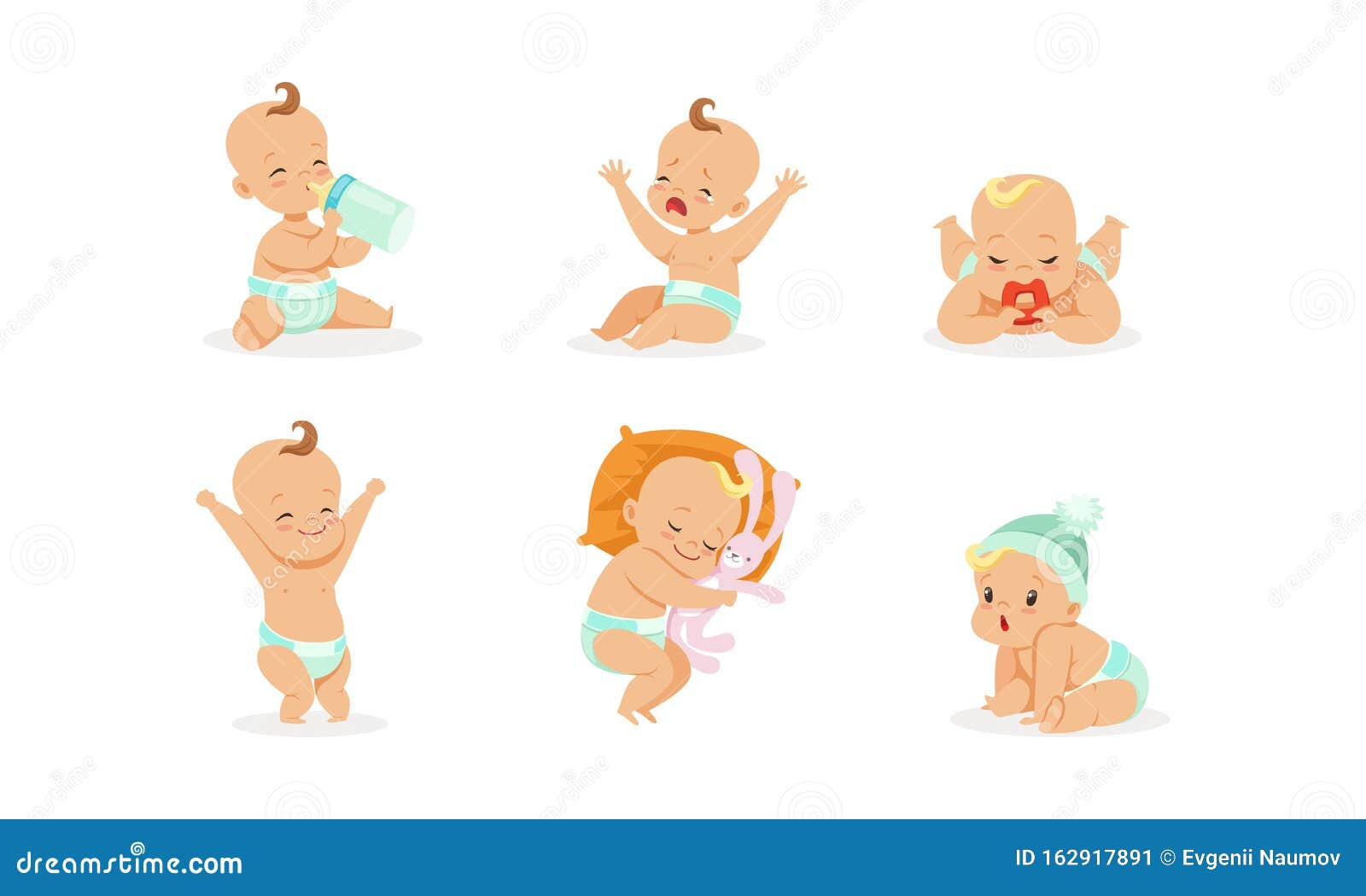 Babys Daily Routine. Vector Illustration On A White Background. Stock ...