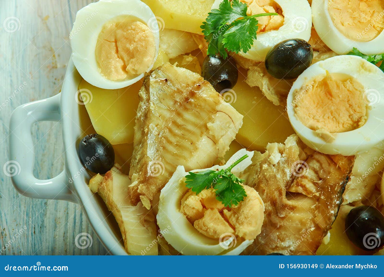 Bacalao or Bacalhoada stock image. Image of traditional - 156930149
