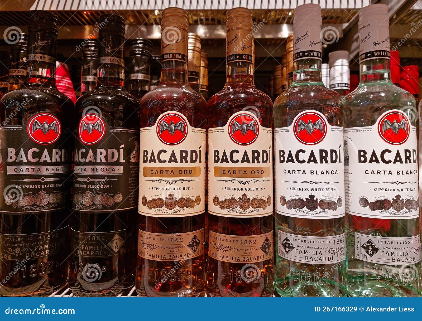 Bacardi rum bottles editorial stock image. Image of bottle - 267166329