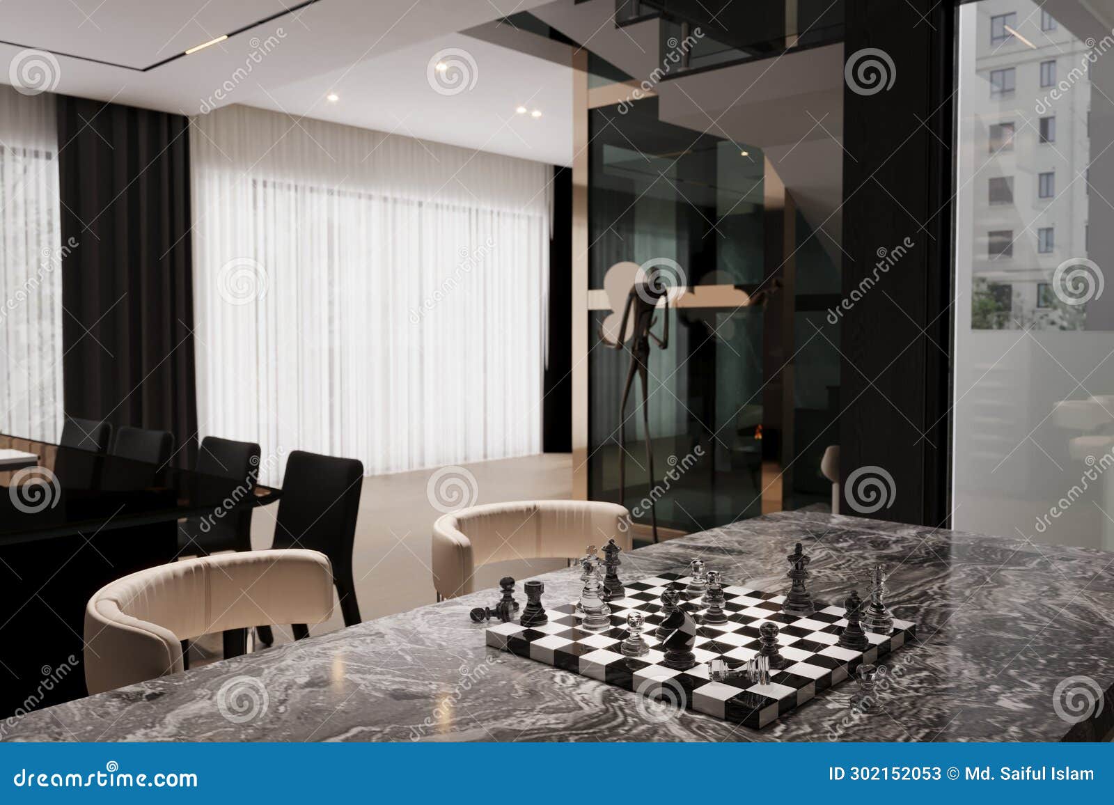 Baccarat Chess Game on the Dining Table in the Modern Dining Area Stock ...