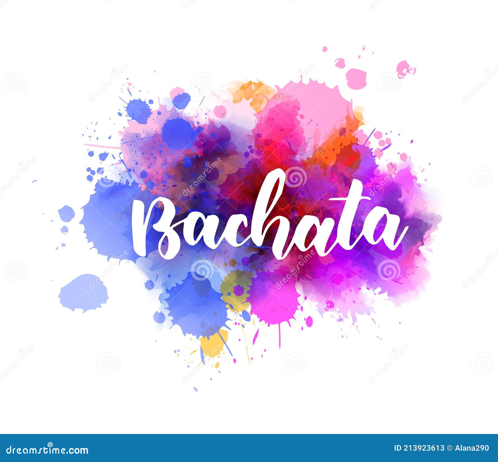 Bachata Handwritten Lettering On Watercolor Splash Cartoon Vector ...