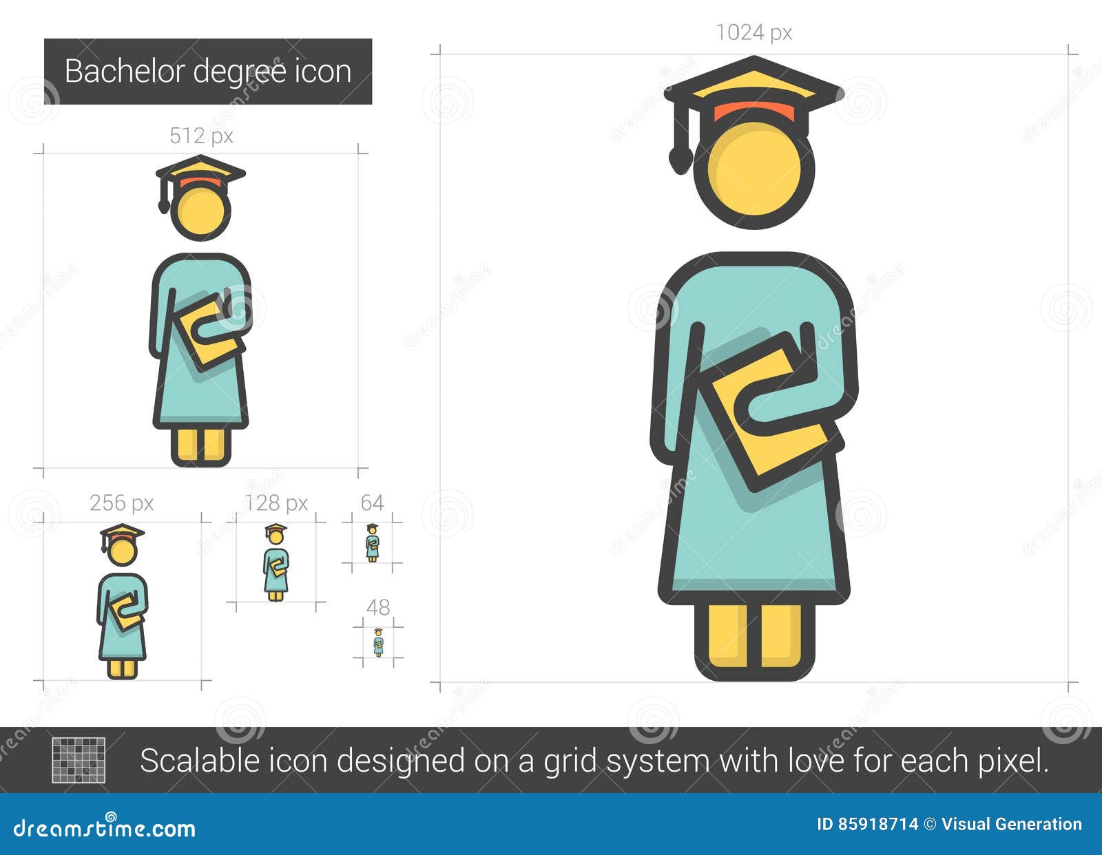 Bachelor degree line icon. stock vector. Illustration of isolated ...