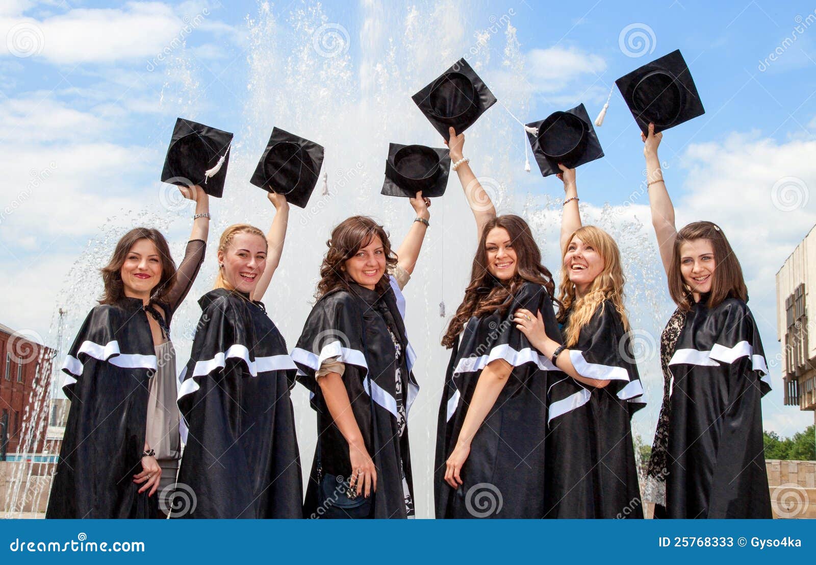 Bachelor Graduates Celebrate Stock Image - Image of group, beautiful ...