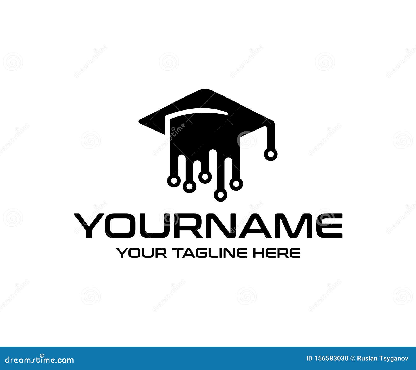 Bachelor Hat with Circuit, Technology and High Tech, Logo Design ...