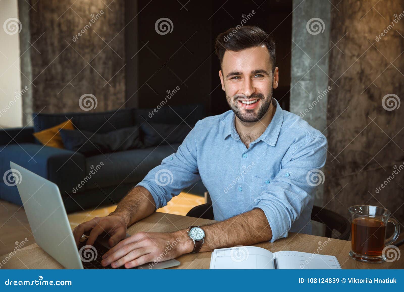 Bachelor Man daily Routine Working from Home Single Lifestyle Concept ...