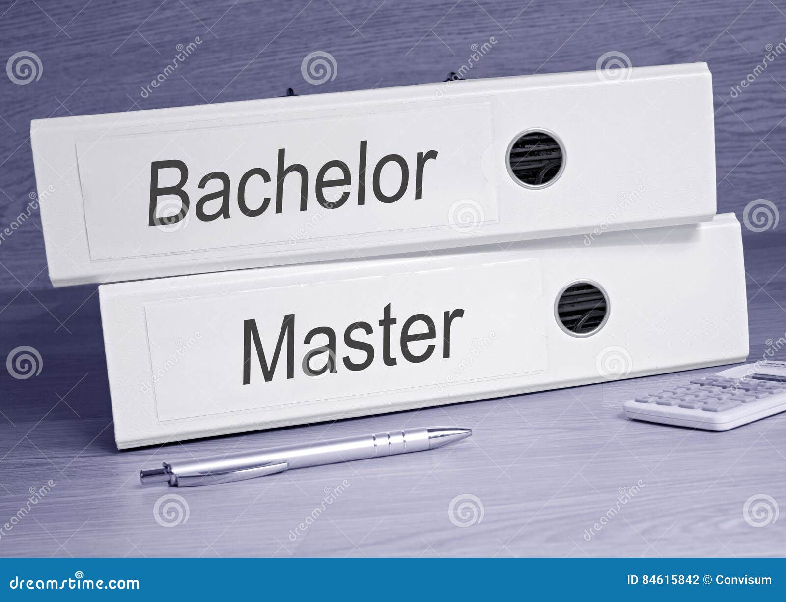 Bachelor and Master Binders in the Office Stock Photo - Image of desk ...