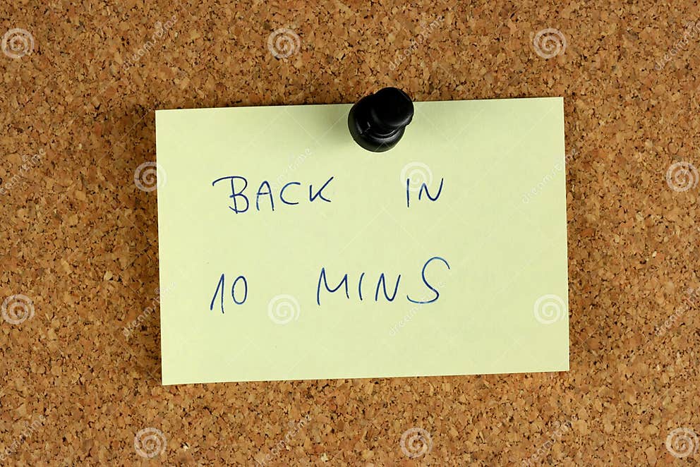 Back in 10 minutes stock image. Image of office, close - 5694107