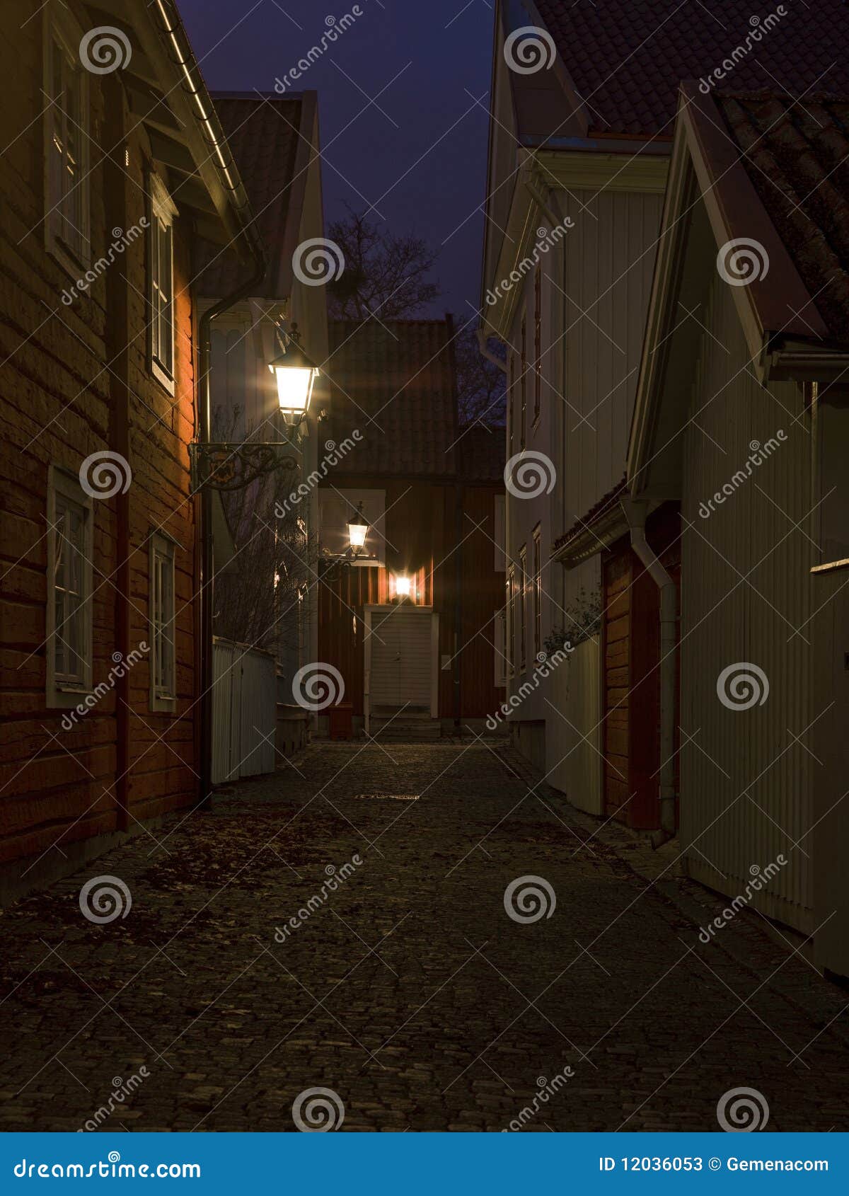 Back alley at night time stock image. Image of europe - 12036053