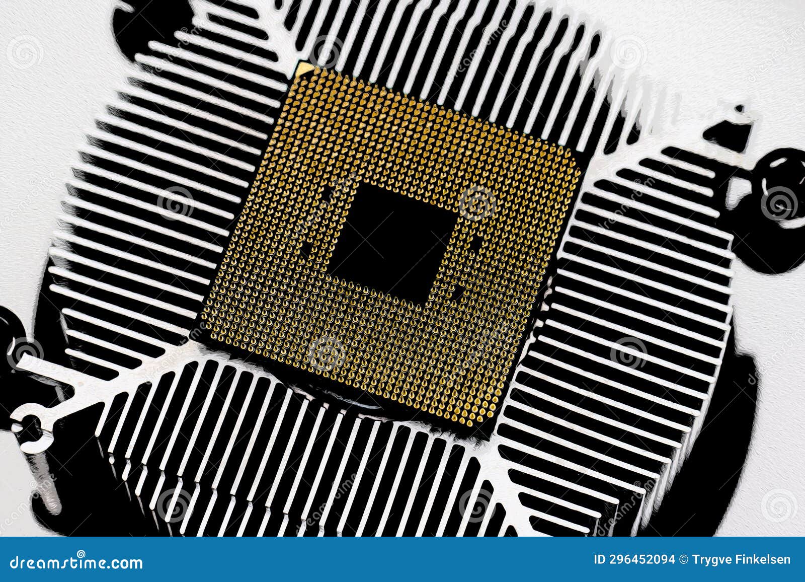 Back of a AMD Socket AM4 CPU Mounted on a Cooler.. Stock Photo - Image ...