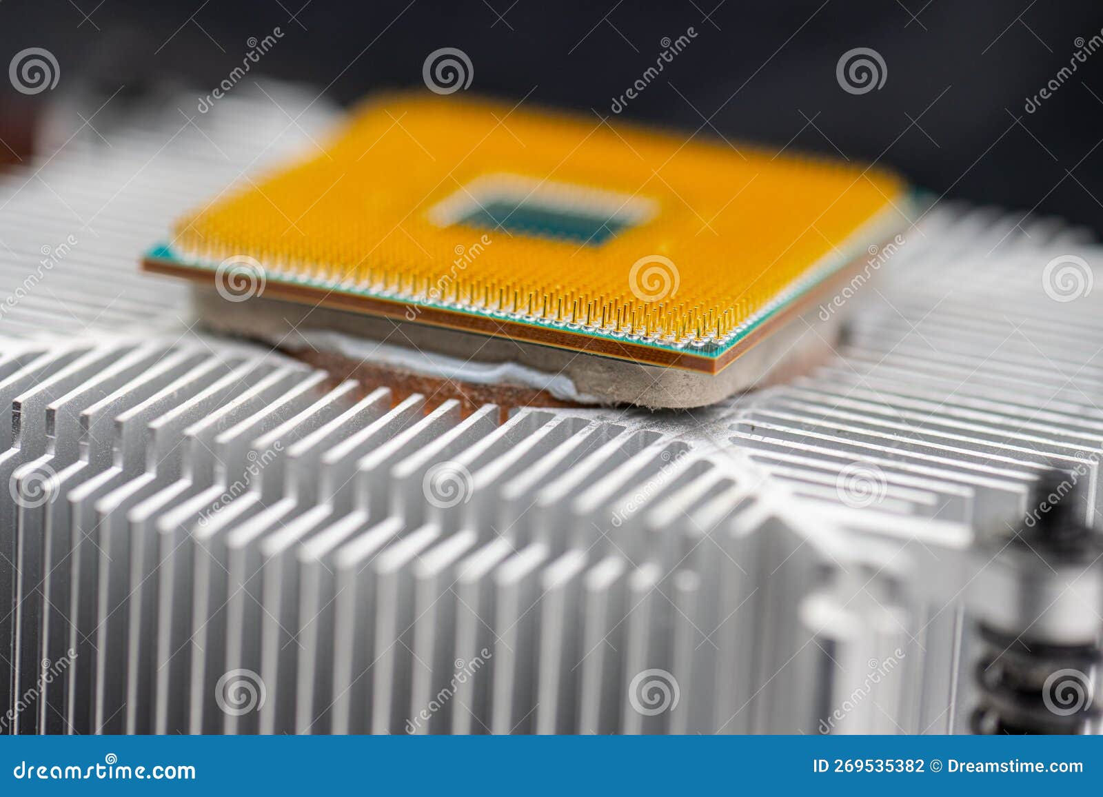 Back of a AMD Socket AM4 CPU Mounted on a Cooler.. Stock Photo - Image ...