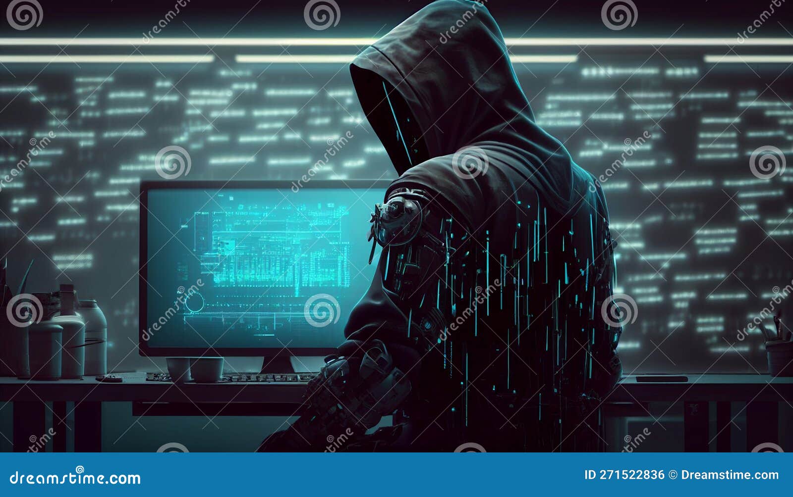 Back of Anonymous Robot Hacker. Concept of Hacking Cybersecurity ... Back of Anonymous Robot Hacker. Concept of Hacking Cybersecurity ...