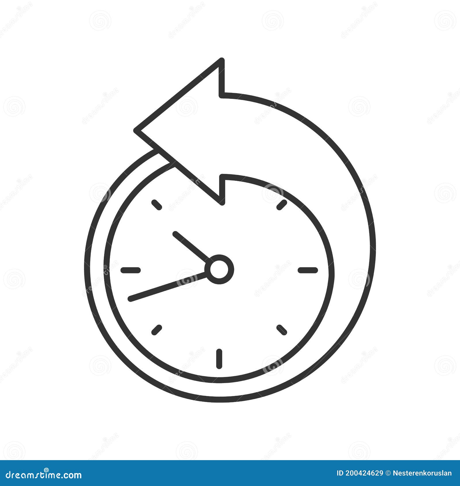 Back Arrow Around Clock Linear Icon Stock Vector - Illustration of ...