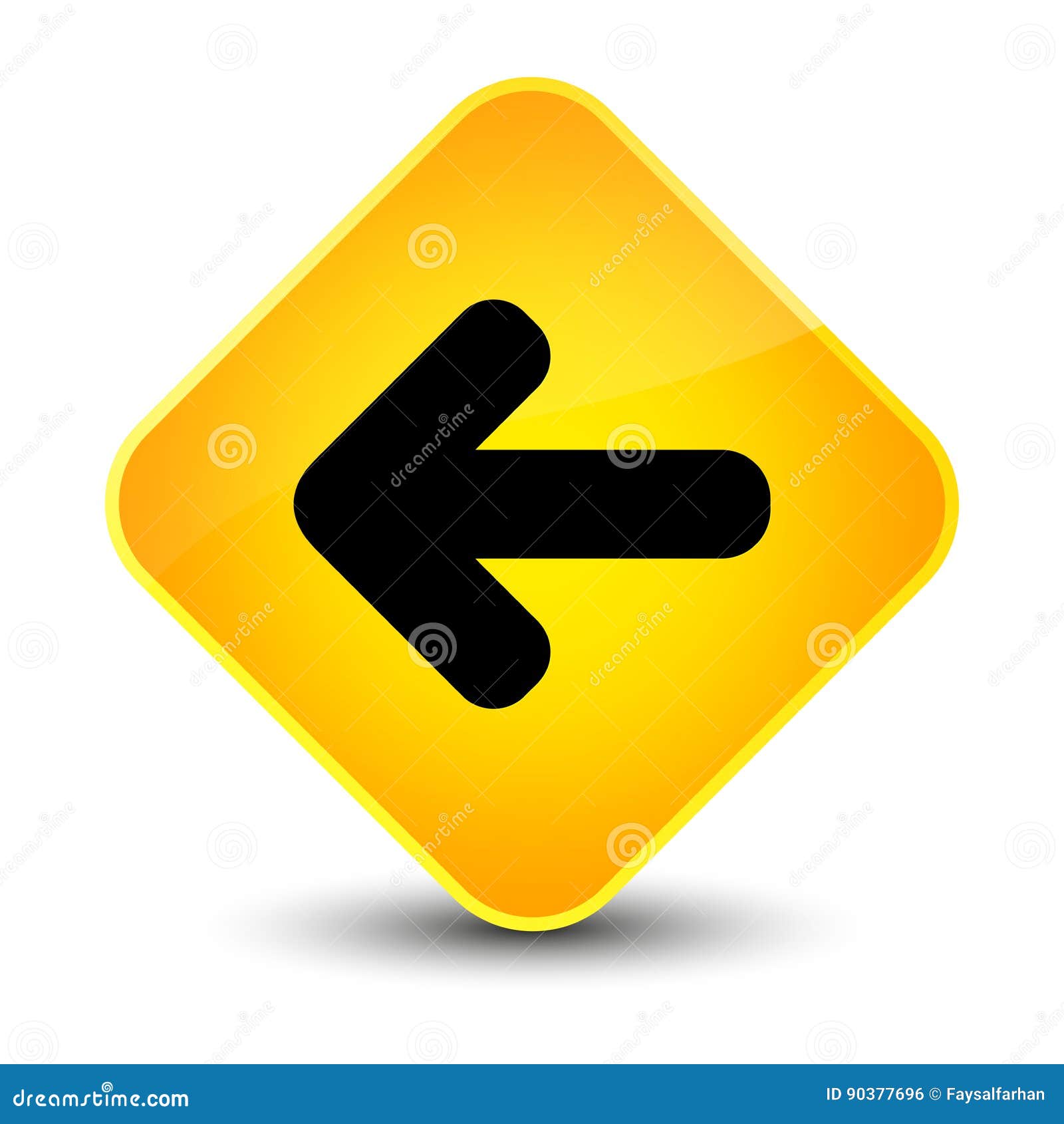 Back Arrow Icon Elegant Yellow Diamond Button Stock Illustration ...