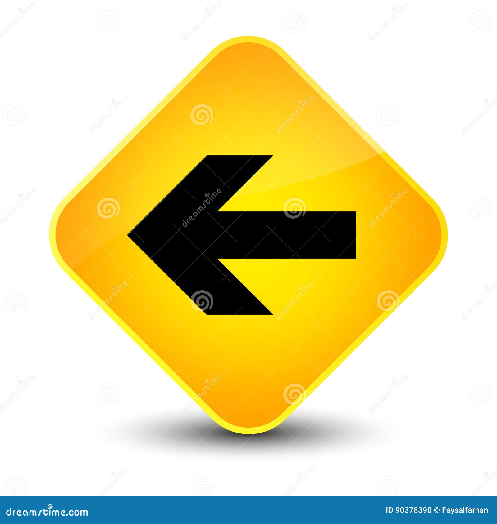 Back Arrow Icon Elegant Yellow Diamond Button Stock Illustration ...