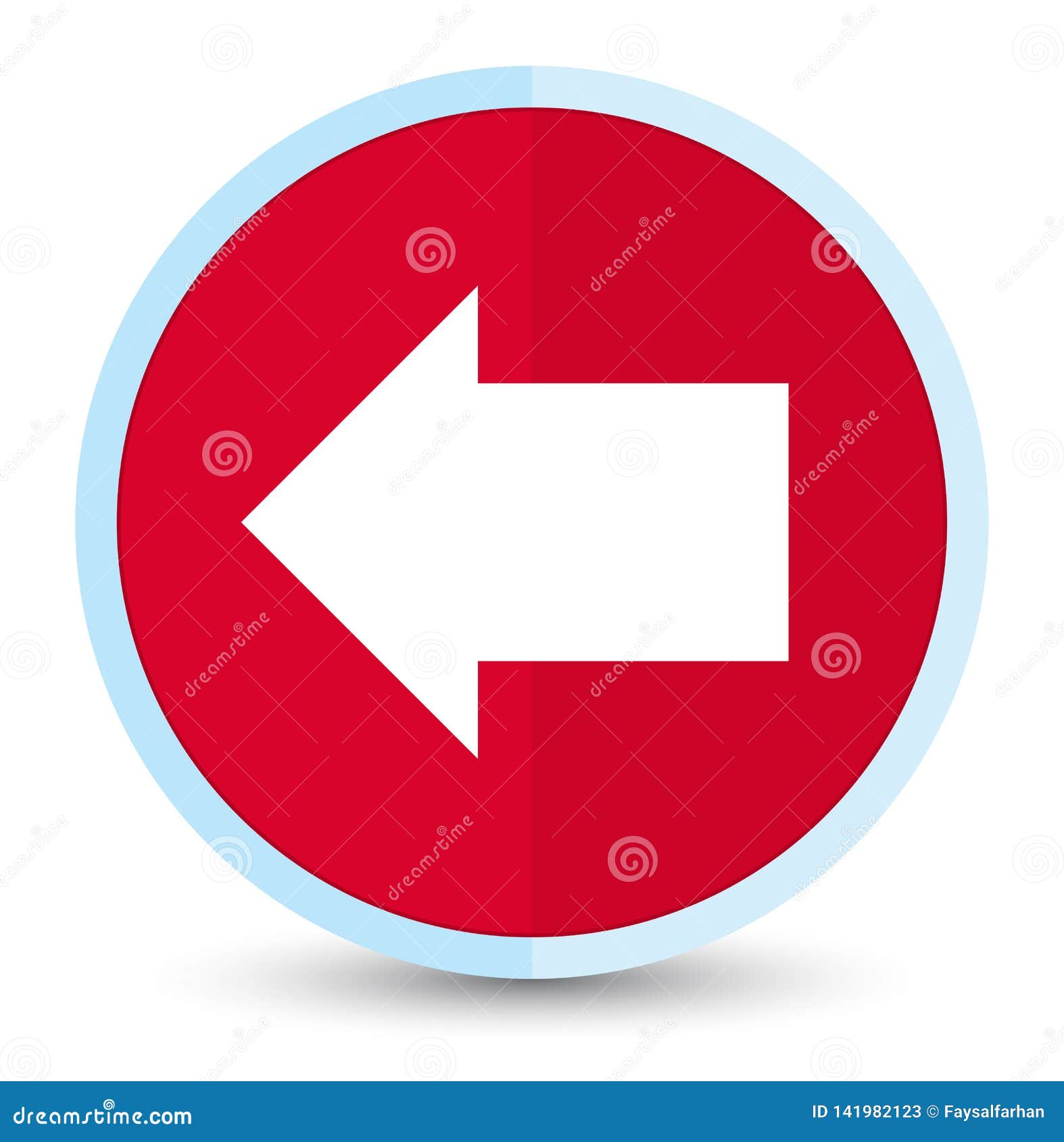 Back Arrow Icon Flat Prime Red Round Button Stock Vector - Illustration ...