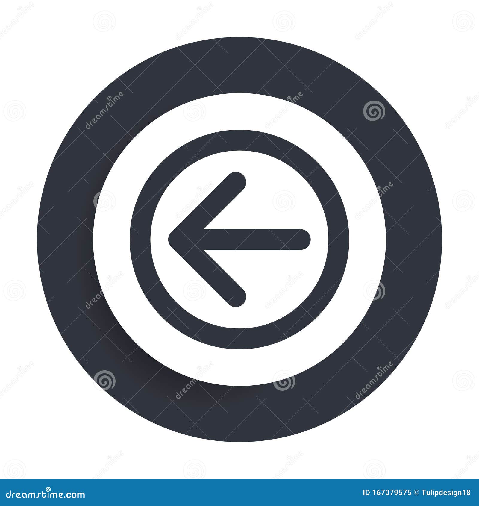 Back Arrow Icon Flat Vector Round Button Clean Black and White Design ...