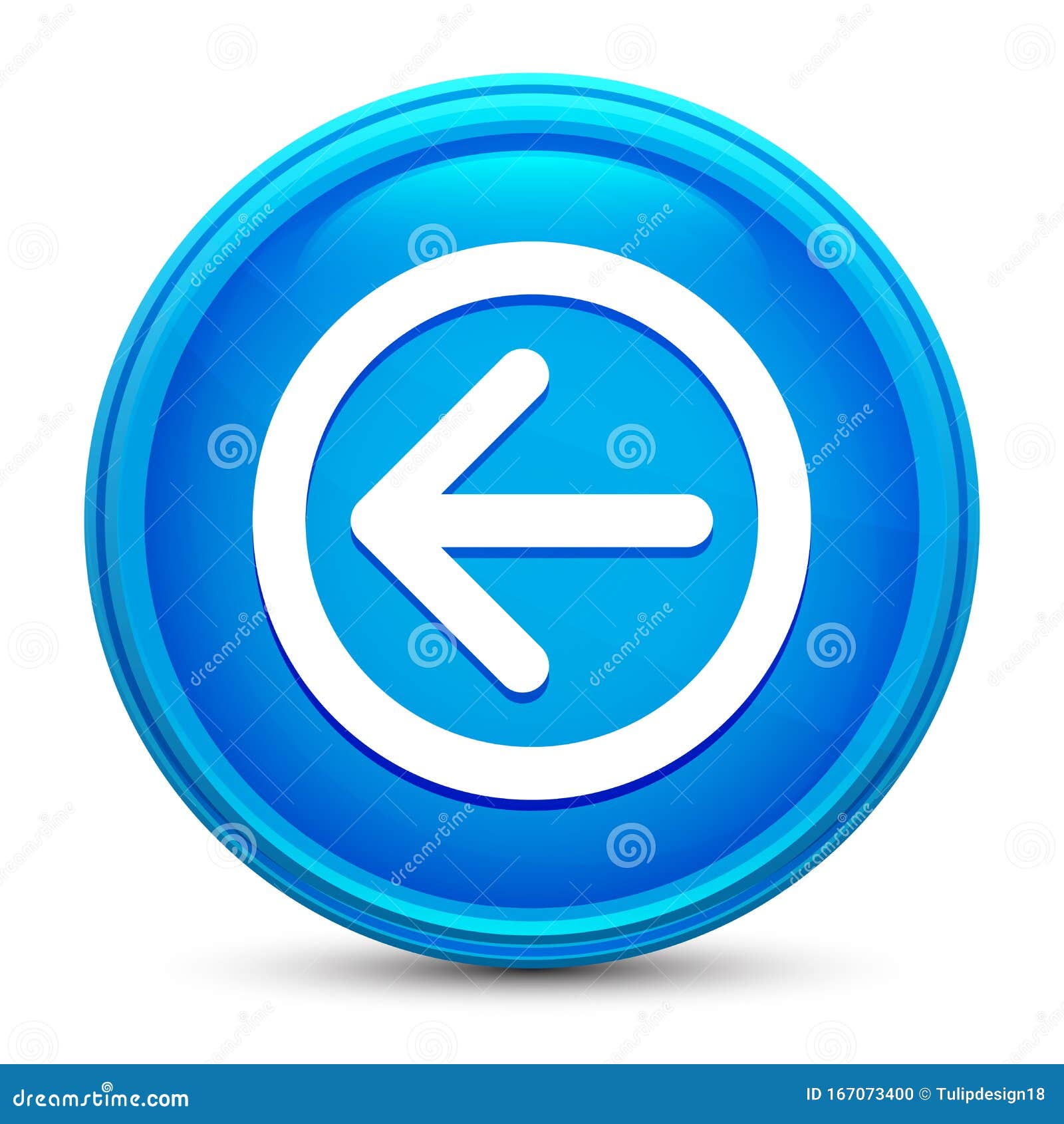 Back Arrow Icon Glass Shiny Blue Round Button Isolated Design Vector ...
