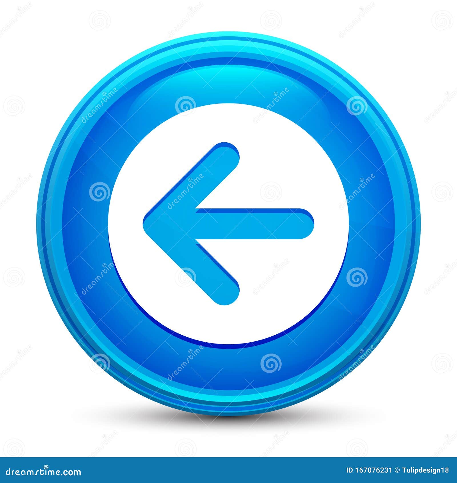 Back Arrow Icon Glass Shiny Blue Round Button Isolated Design Vector ...