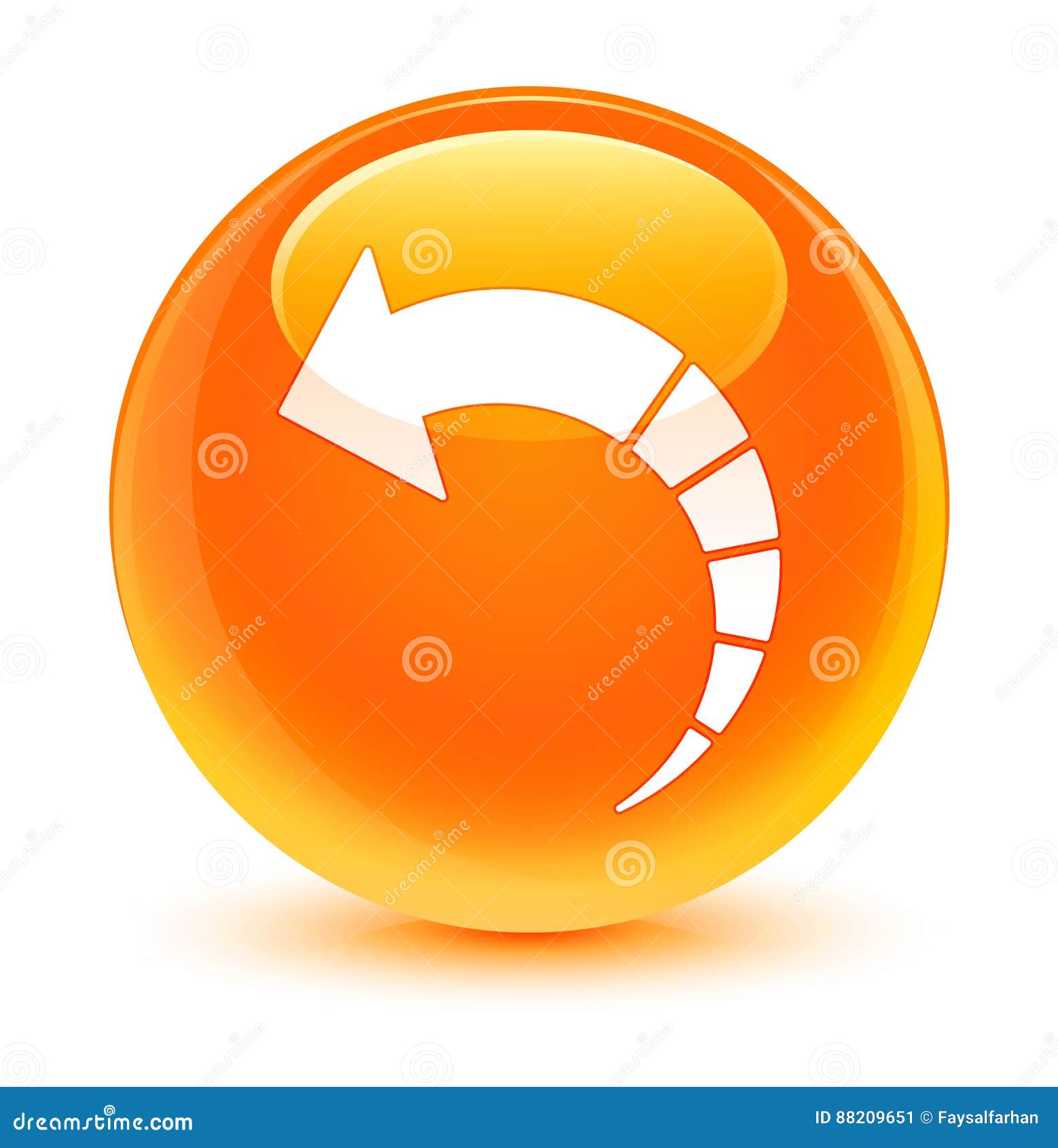 Back Arrow Icon Glassy Orange Round Button Stock Illustration ...