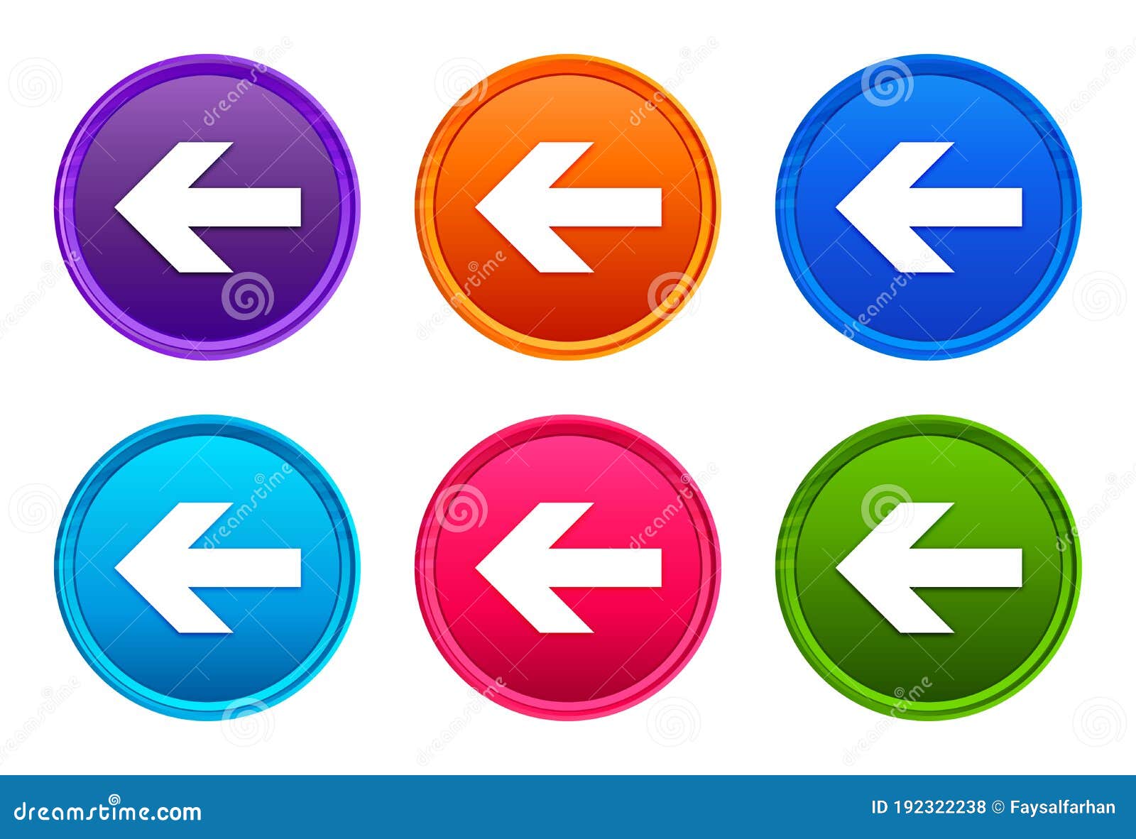 Back Arrow Icon Luxury Bright Round Button Set 6 Color Vector Stock ...