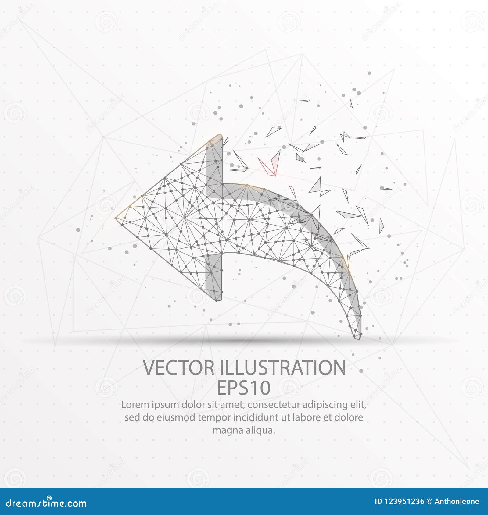 Back Arrow Low Poly Wire Frame on White Background. Stock Vector ...