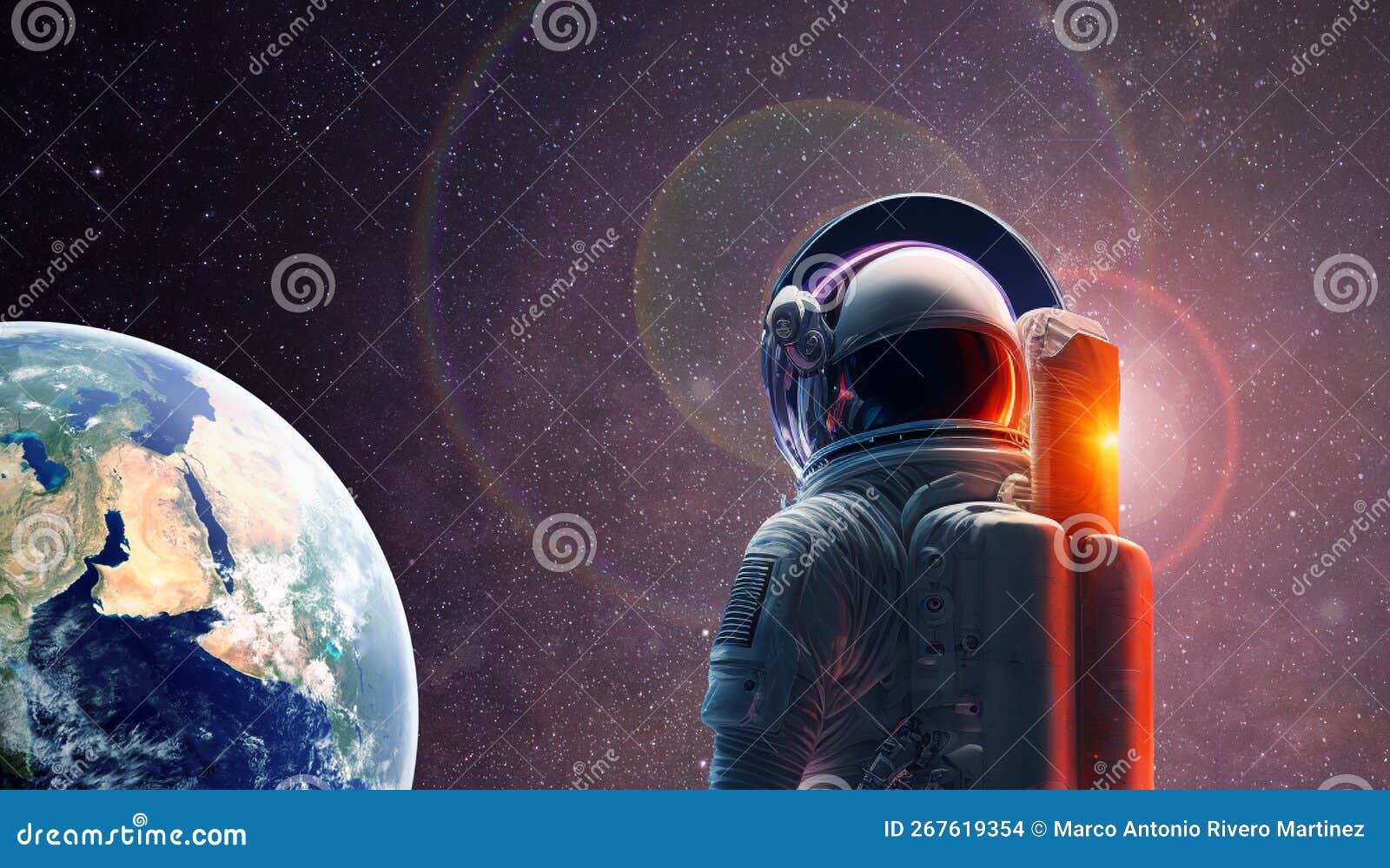 Back Astronaut Looking at Earth Stock Illustration - Illustration of ...