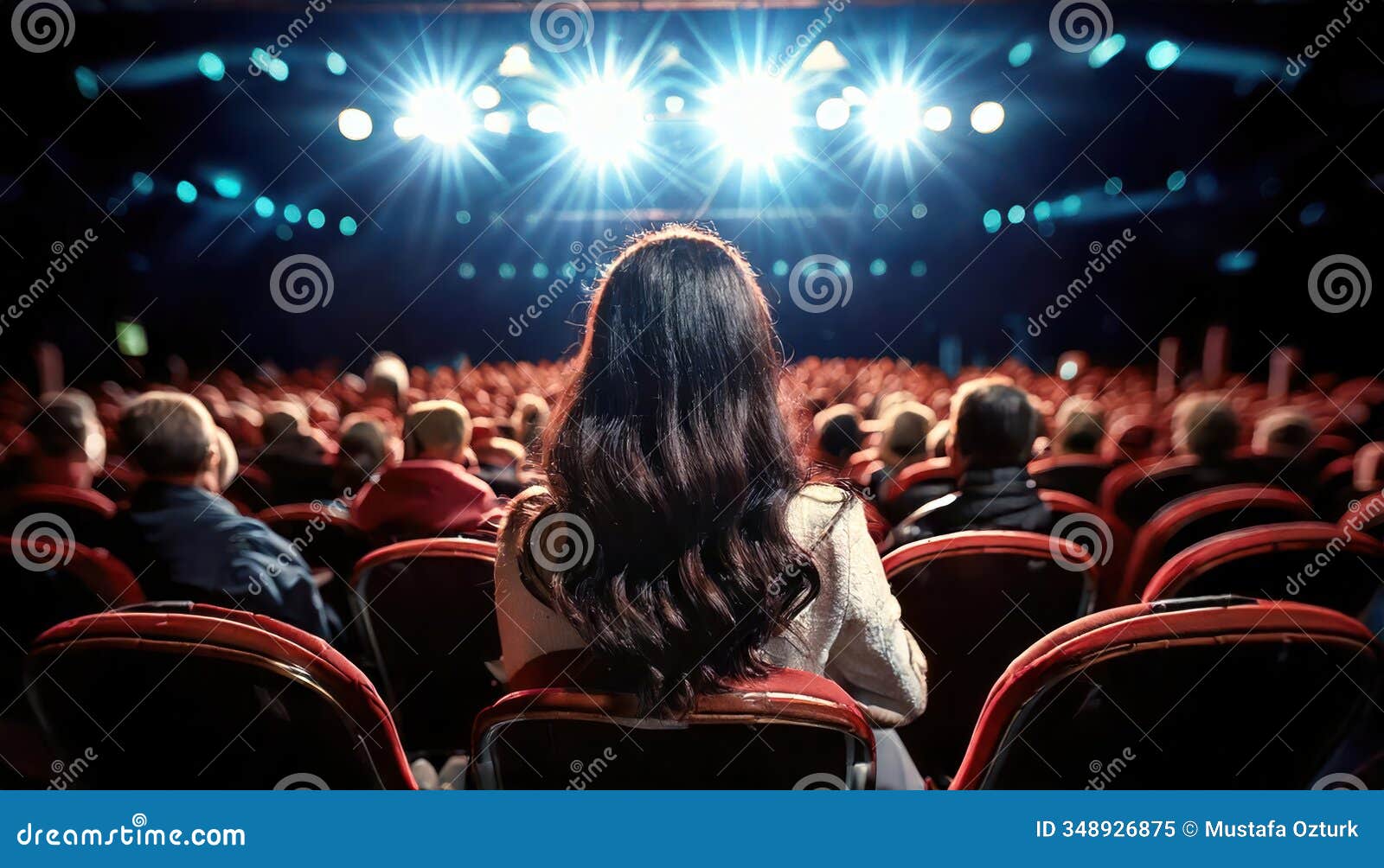 Back of Attendees in an Auditorium during a Concert Stock Illustration ...
