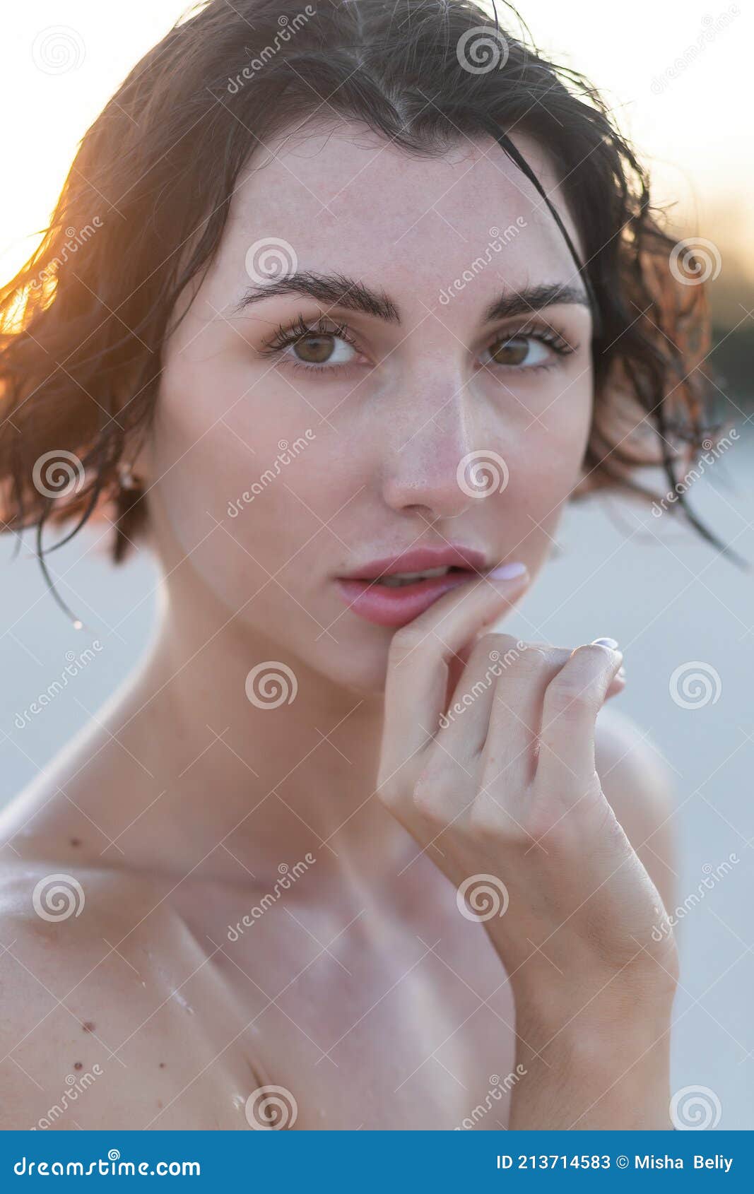 Back Of A Beautiful Woman In Red Bikini On Sea Background Stock Image