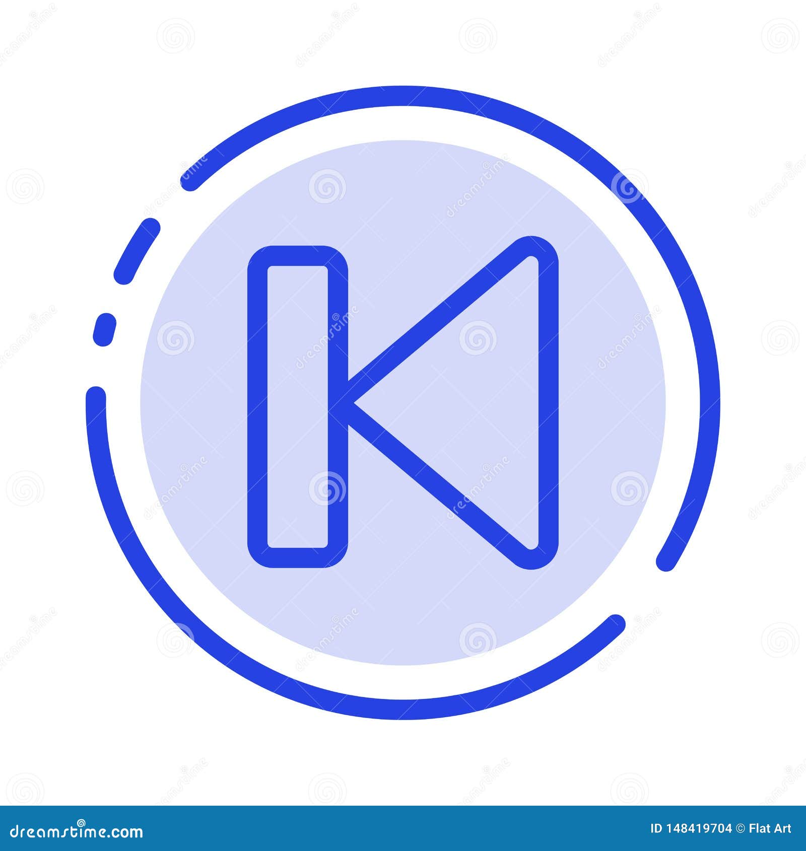 Back, Beginning, Control, Media, Start Blue Dotted Line Line Icon Stock ...
