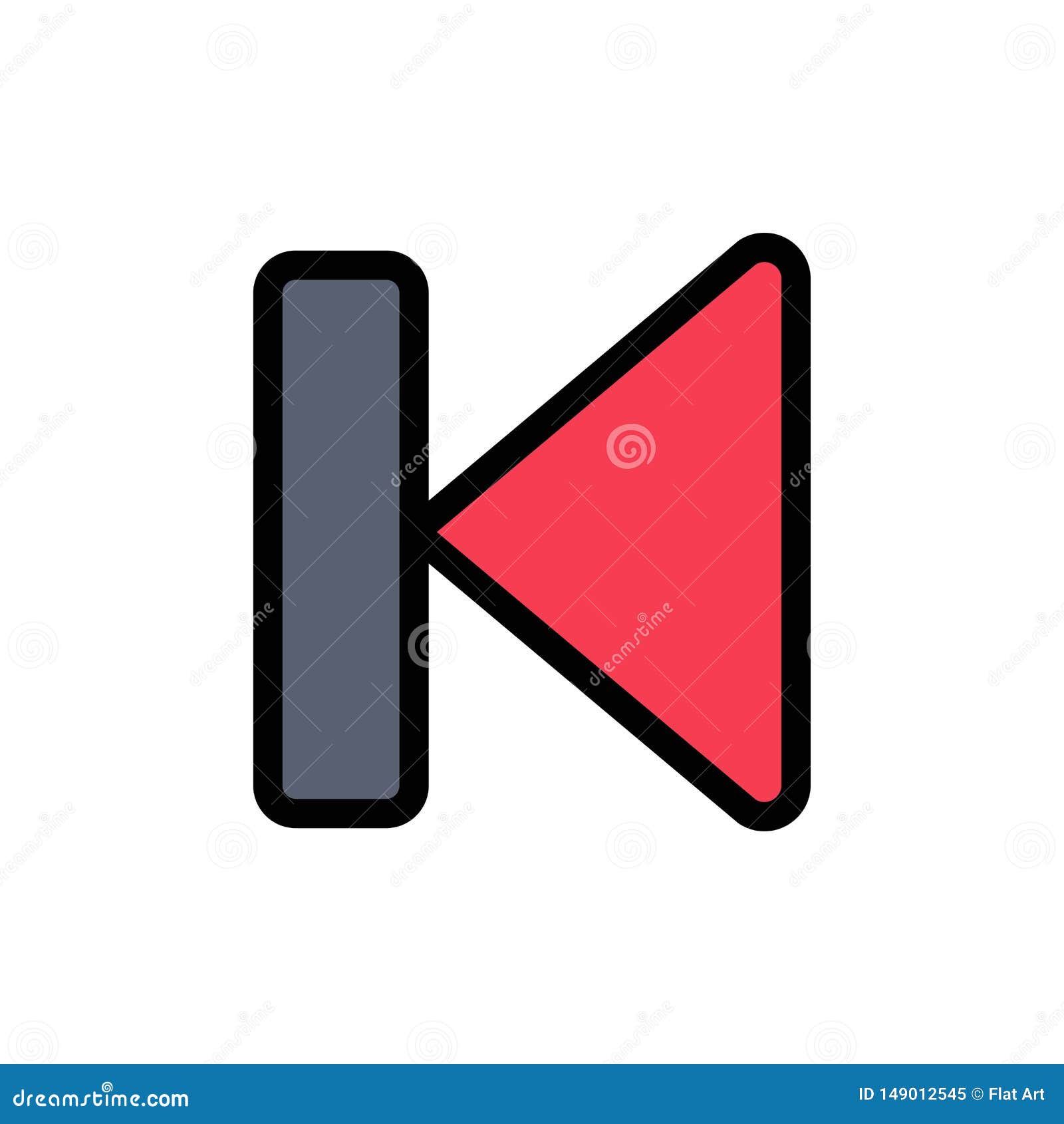 Back, Beginning, Control, Media, Start Flat Color Icon. Vector Icon ...