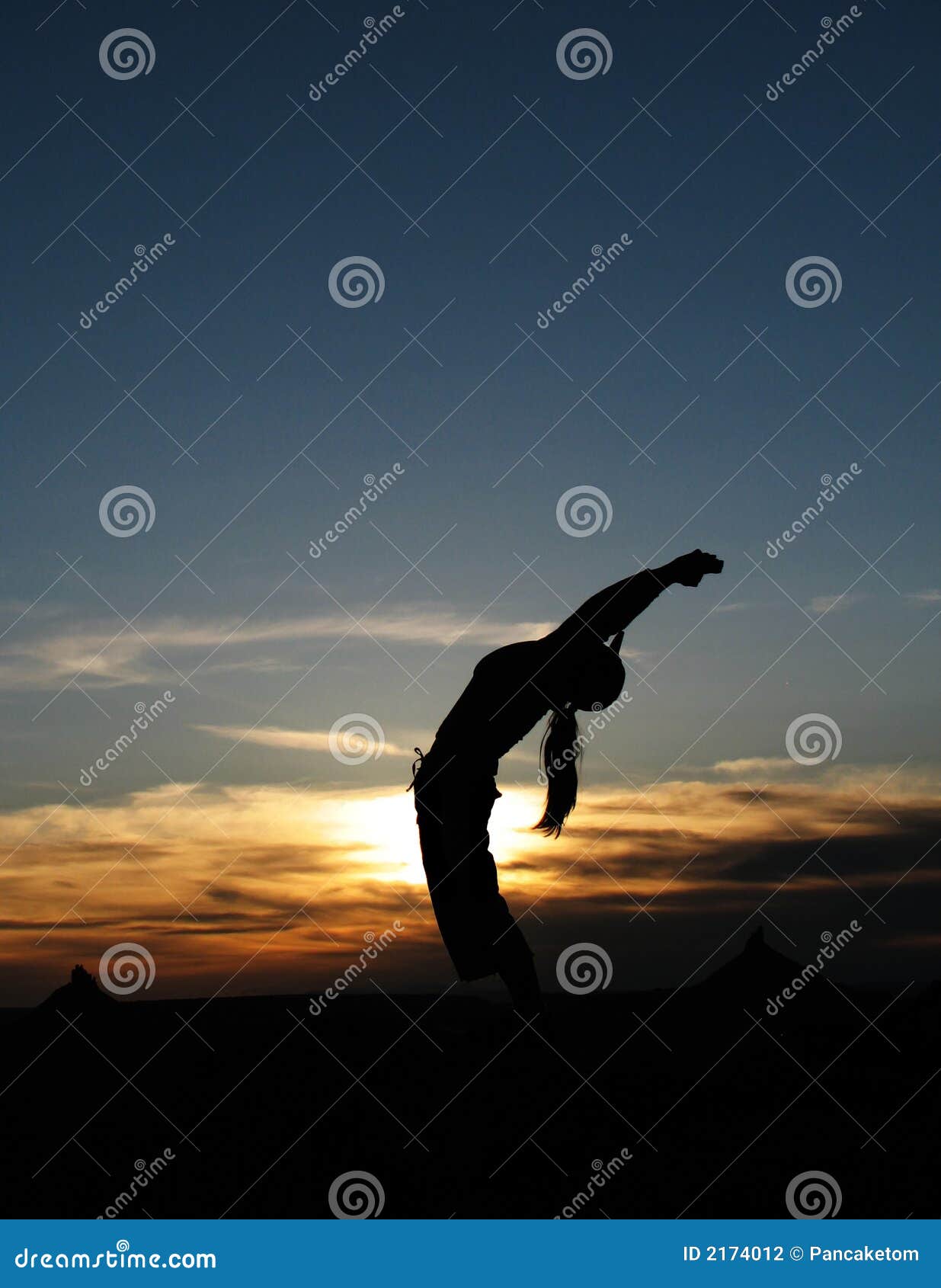 Back bend silhouette stock photo. Image of sunset, long - 2174012