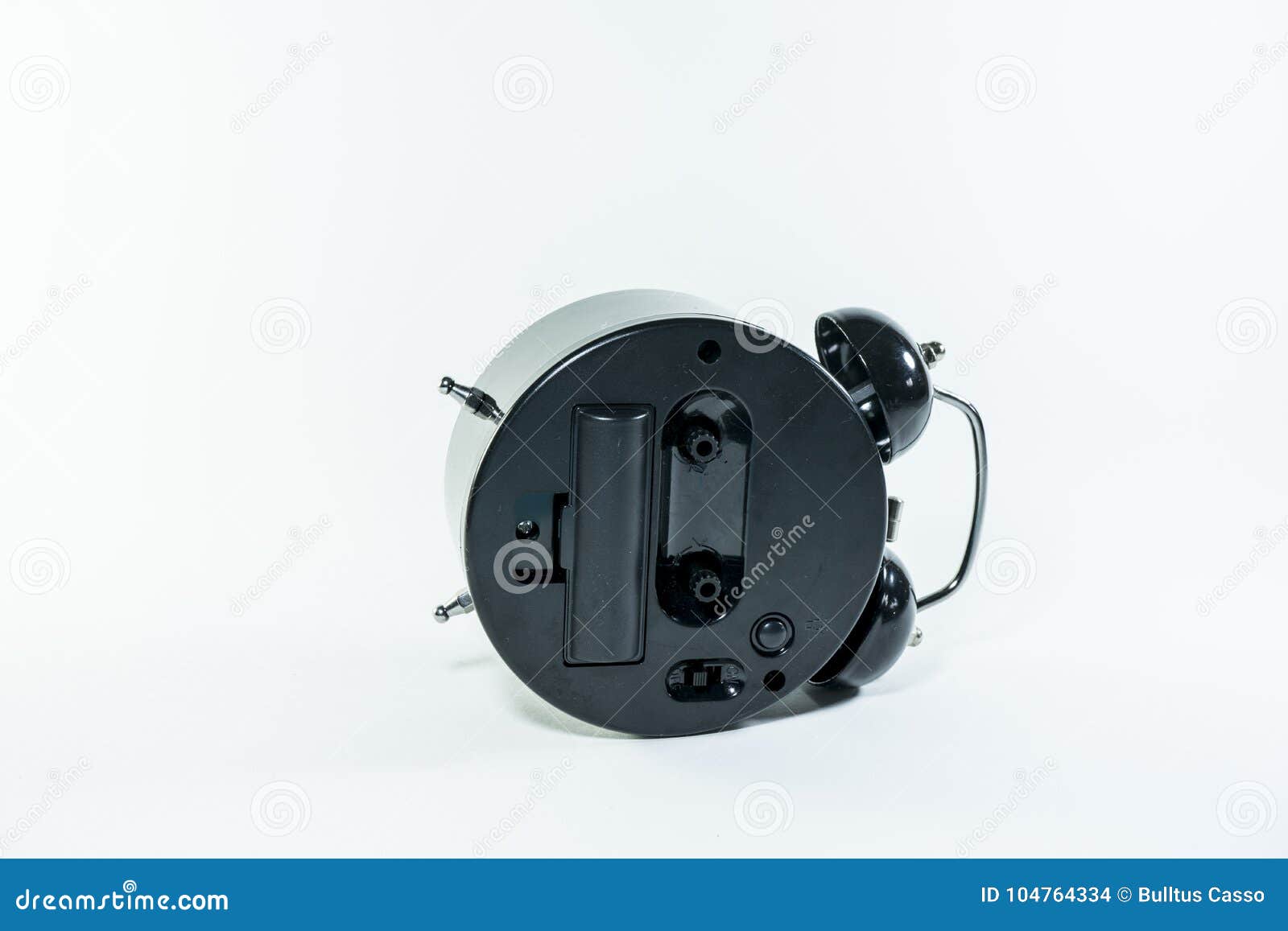 The Back of the Black Alarm Clock Stock Photo - Image of hour, black ...