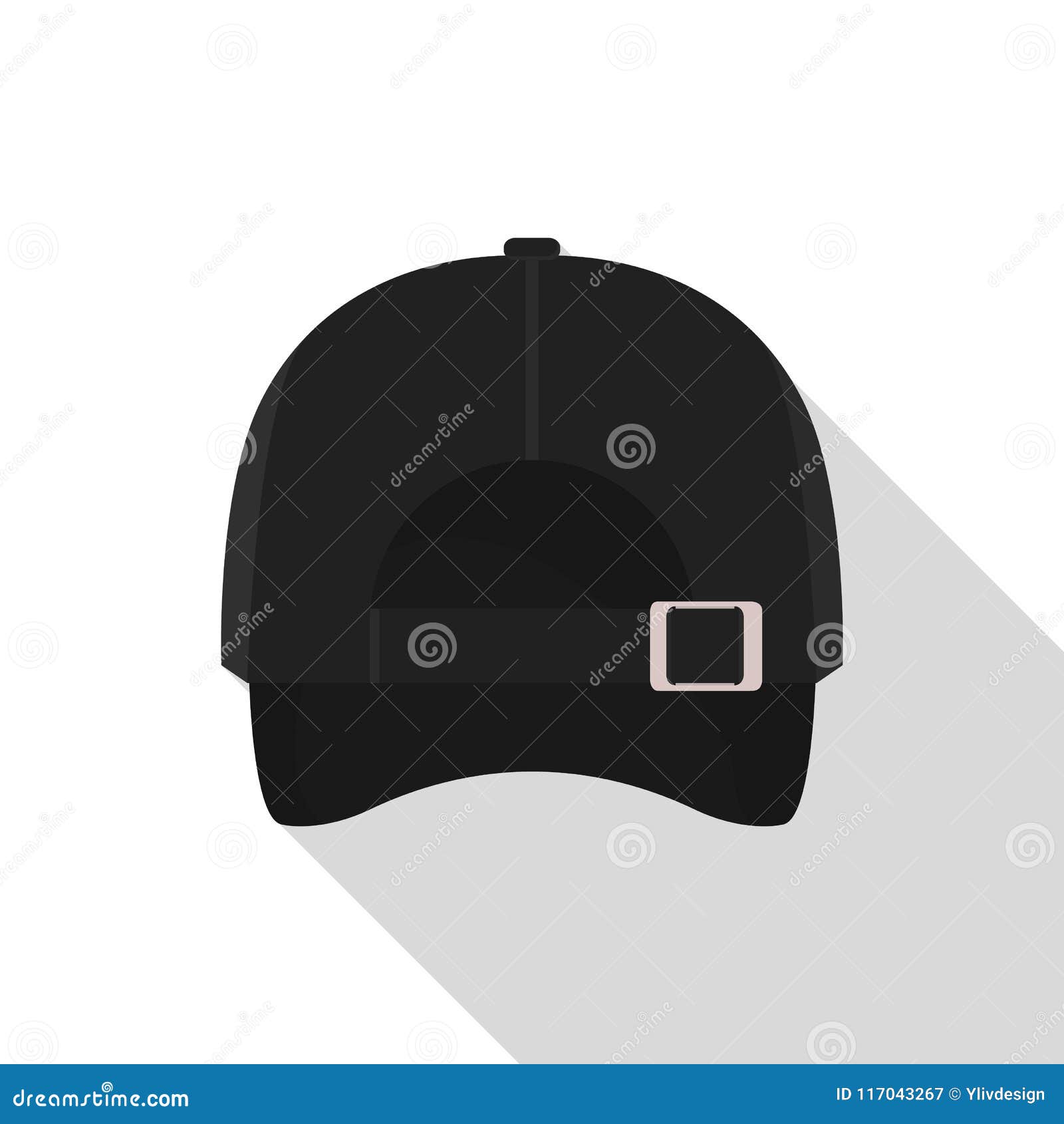 Back of Black Baseball Cap Icon, Flat Style Stock Vector - Illustration ...